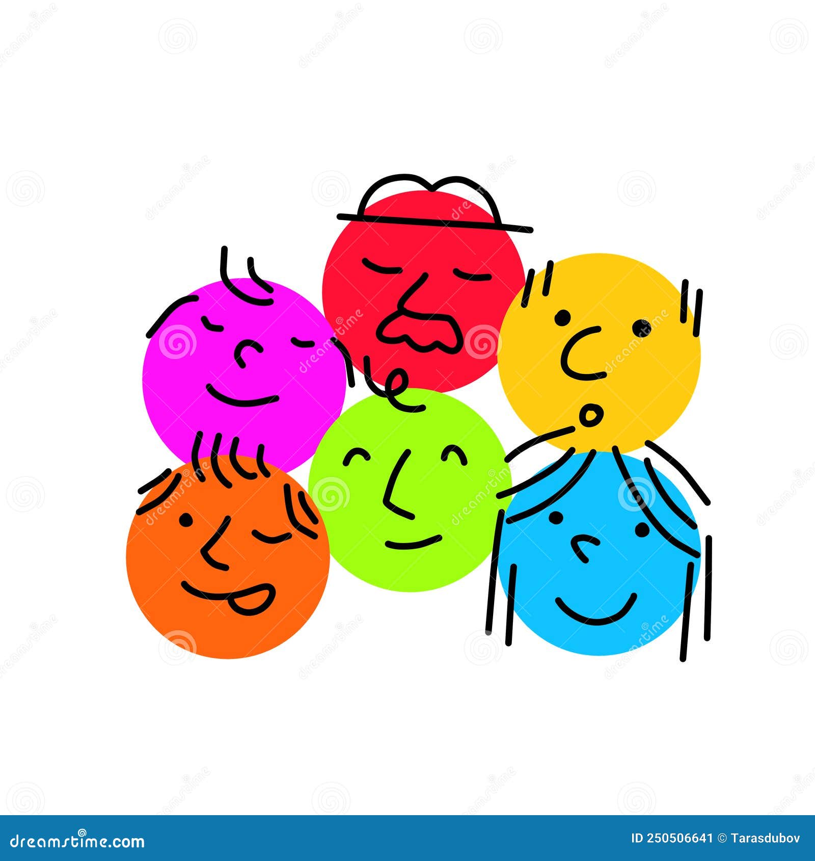 Pile of Various Bright Basic Geometric Figures with Face Emotions ...