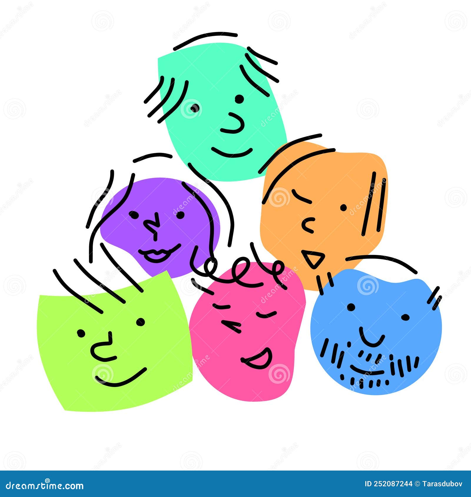 Pile of Various Bright Basic Geometric Figures with Face Emotions ...