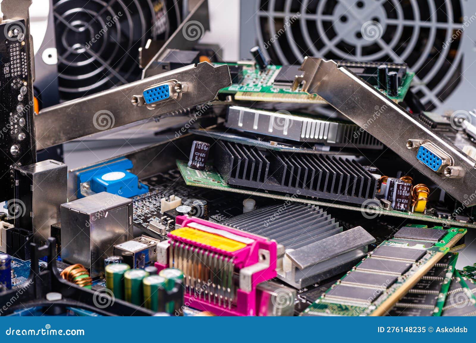 Pile with Various Computer Electrical Boards and Components, Repairing ...