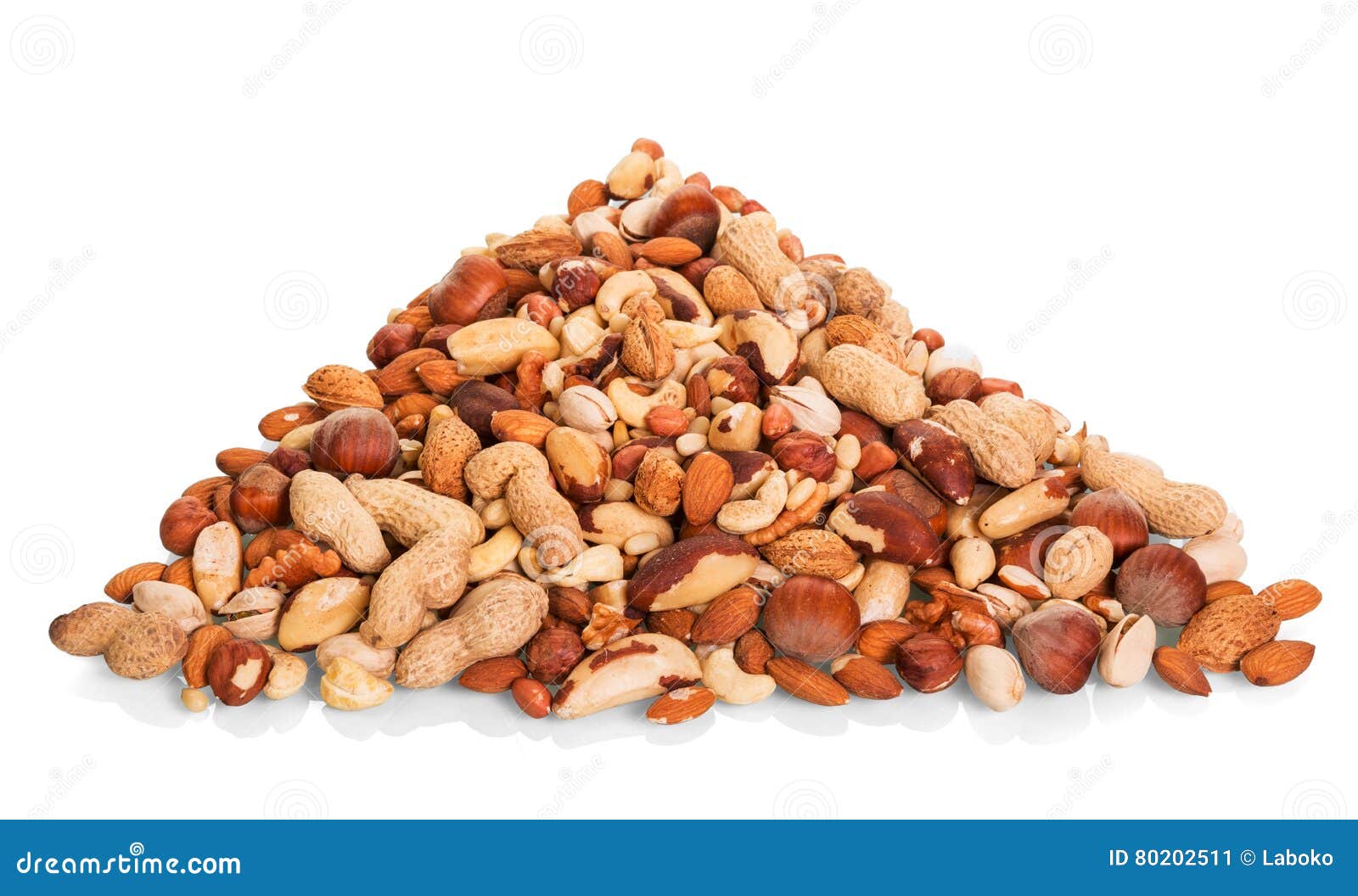 Pile of Various Whole and Peeled Nuts Isolated on White. Stock Image ...