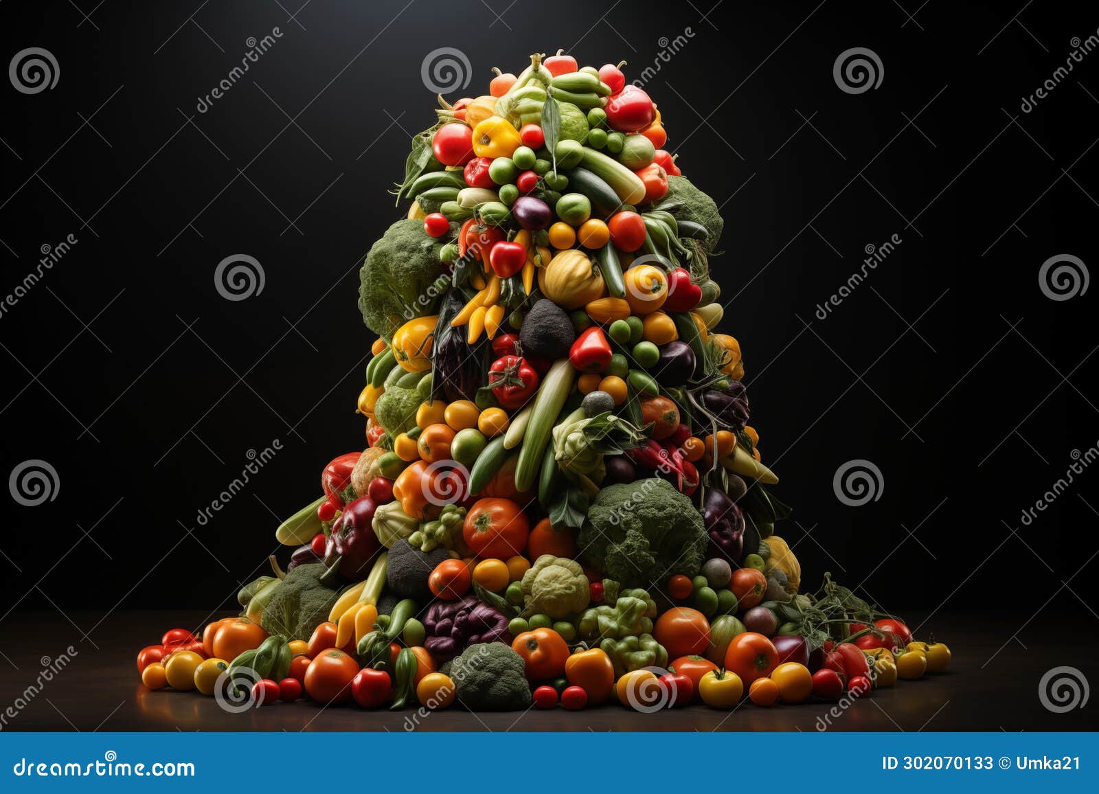 A Pile of Vegetables in the Form of a Pyramid on a Black Background ...