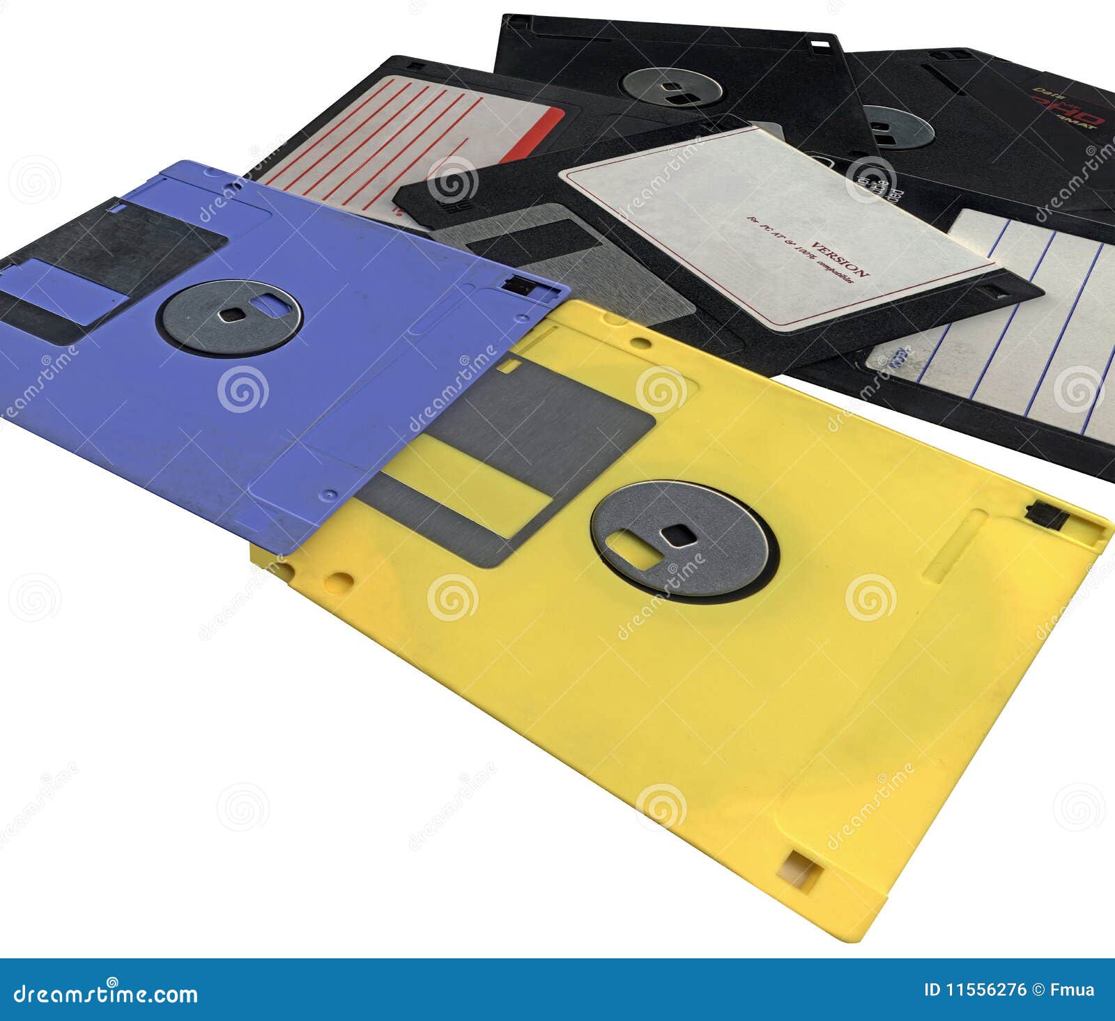 Pile, Vintage Floppy Data Computer Disks, Isolated Stock Photo - Image ...