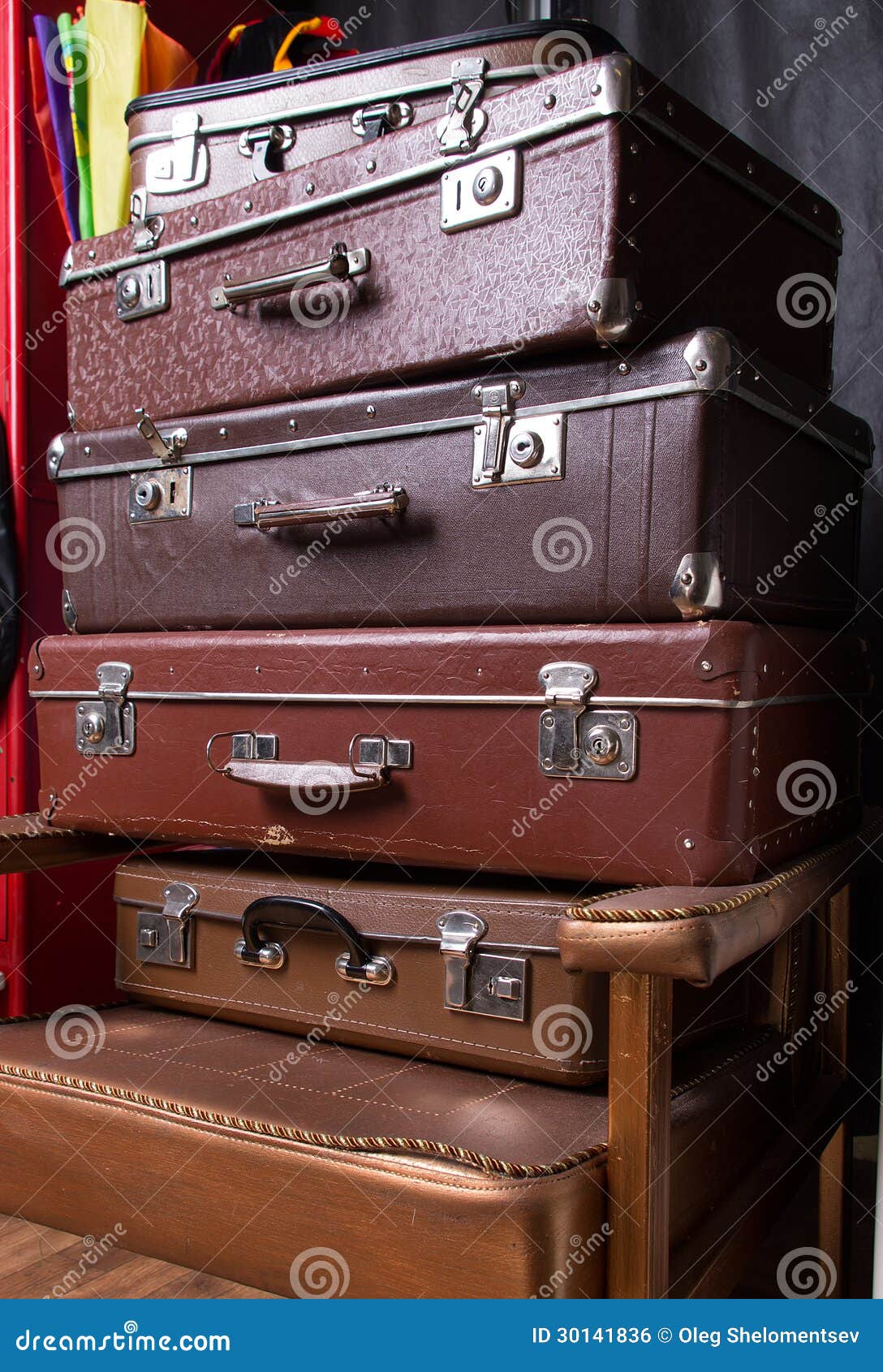 Pile of suitcases stock photo. Image of tourist, retro - 30141836