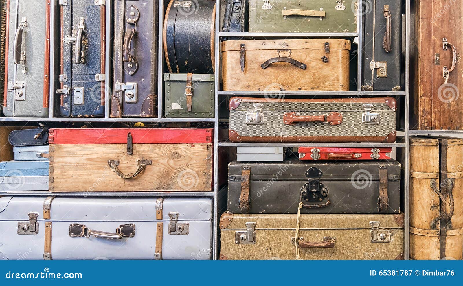 Pile of vintage suitcases. stock image. Image of field - 65381787
