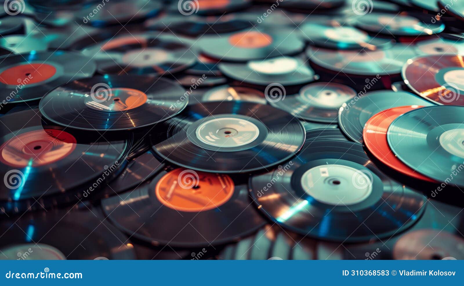 A pile of vinyl discs stock illustration. Illustration of antique ...