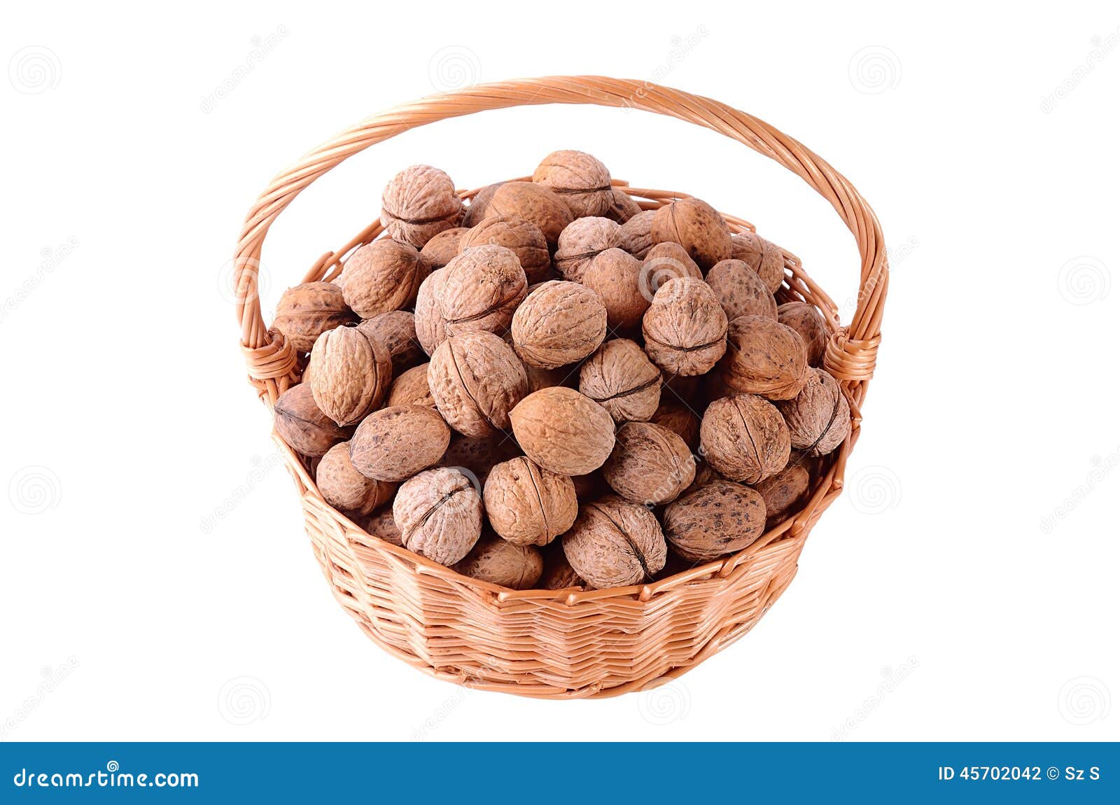 Pile of Walnut in Basket Isolated on White Stock Photo - Image of ...