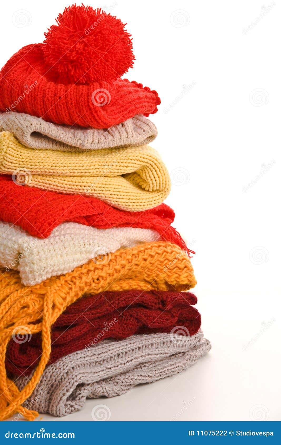 Pile of warm clothes stock photo. Image of weather, knit - 11075222