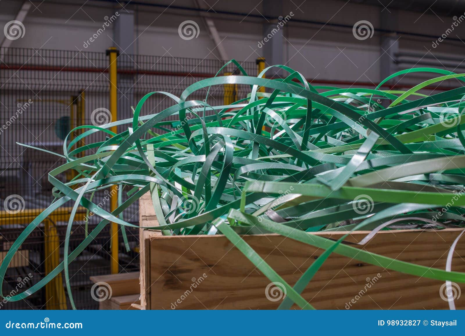 The Pile of Waste Plastic Strip in Wooden Box Stock Image - Image of ...