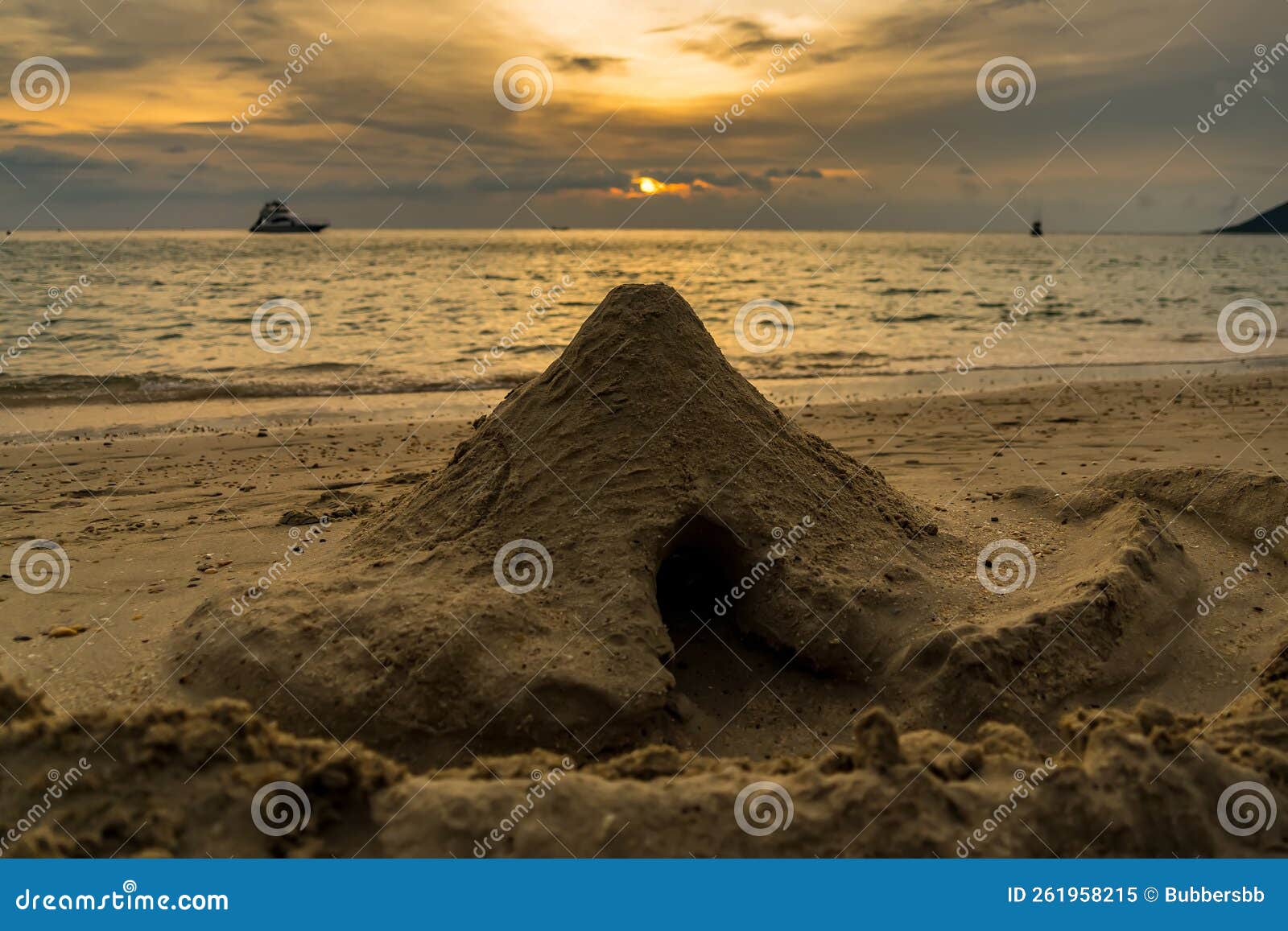 Pile of Wet Sand on the Beach at Sunset Stock Image - Image of sunlight ...