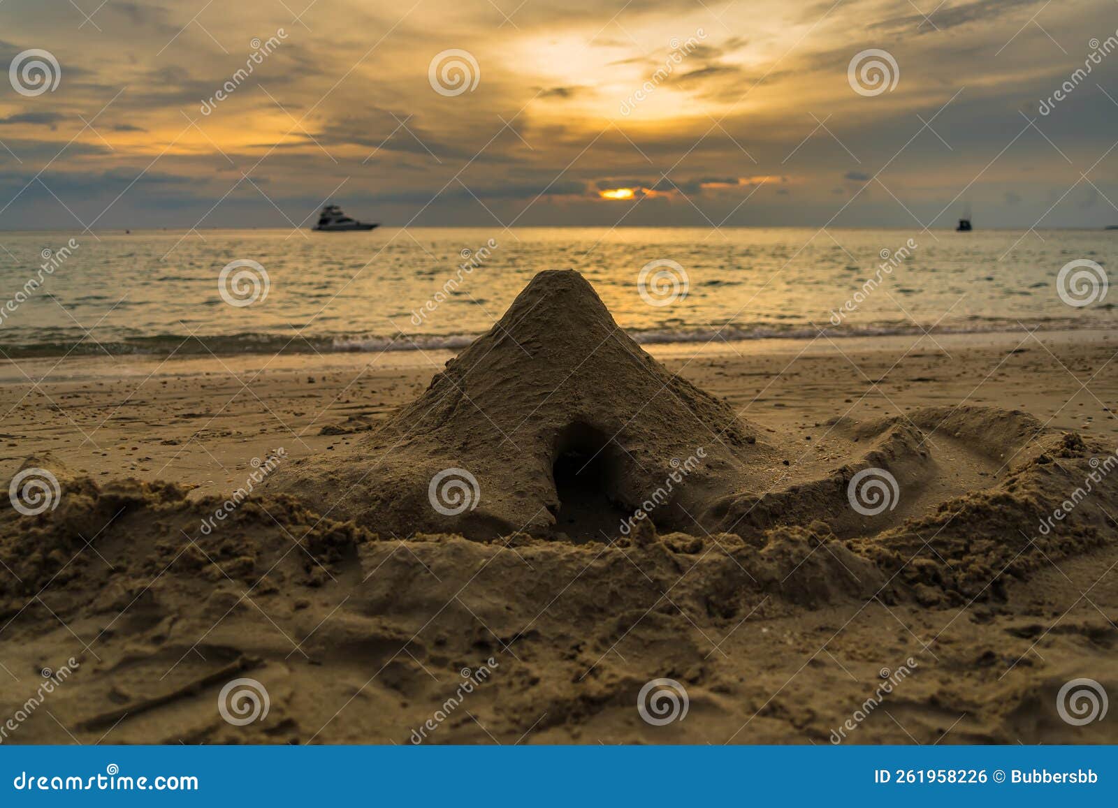 Pile of Wet Sand on the Beach at Sunset Stock Photo - Image of holiday ...