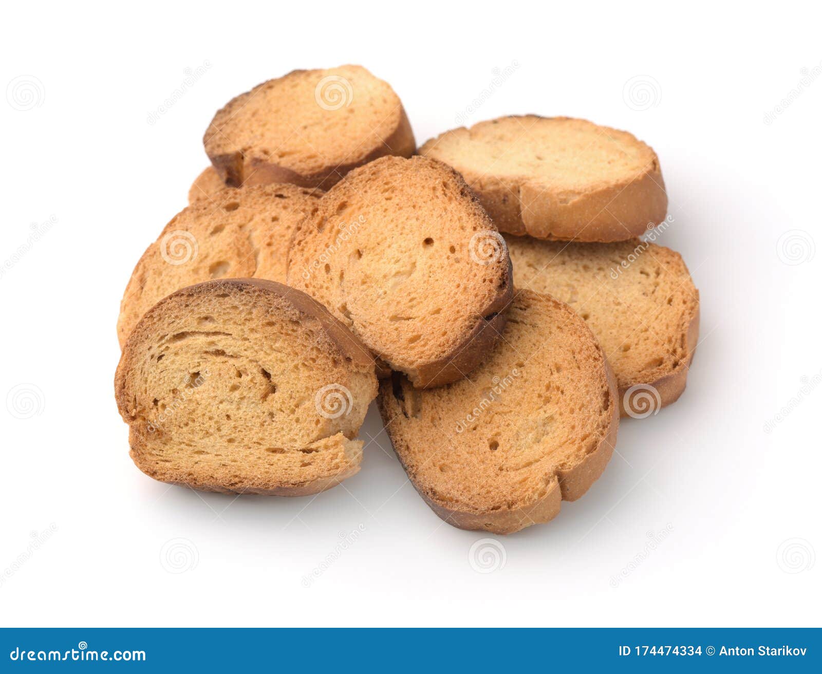 Pile of wheat baked rusks stock photo. Image of natural - 174474334