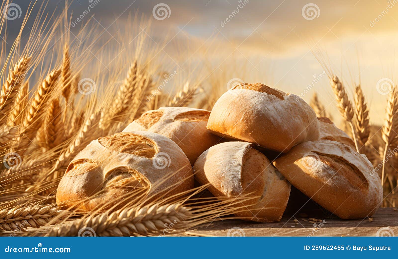Pile of Wheat Bread in Wheat Field, Generative Ai Stock Illustration ...