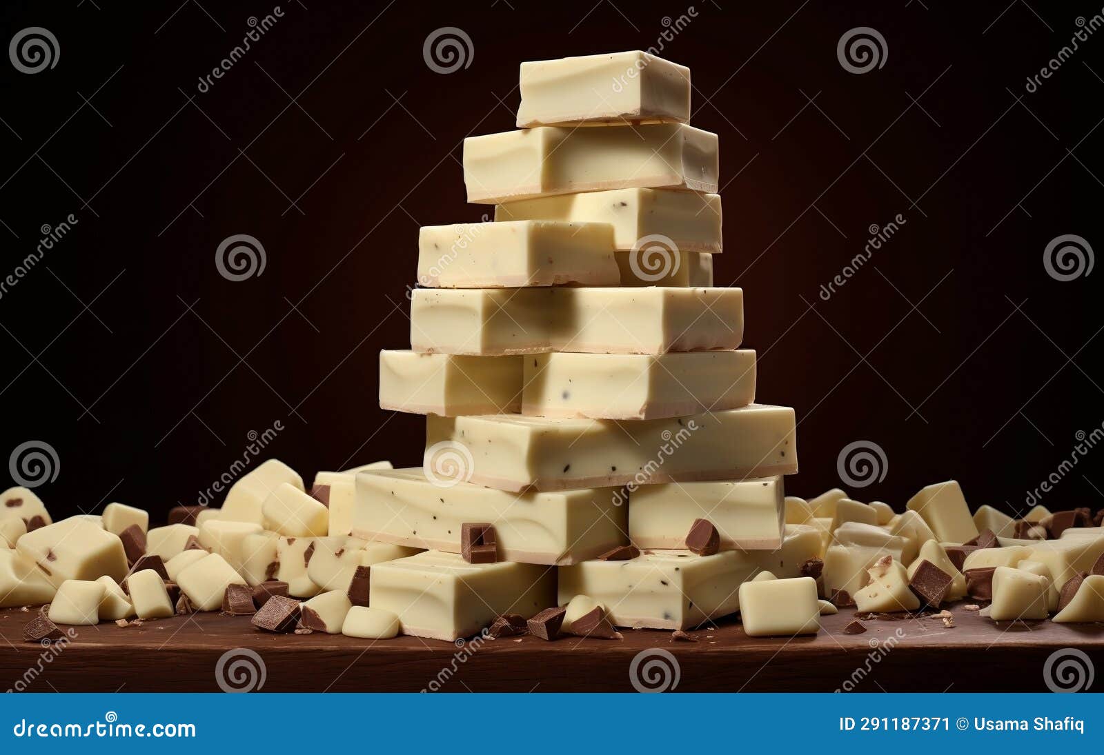 A Pile of White Chocolate Bricks with Melting Texture.ai Stock Image ...