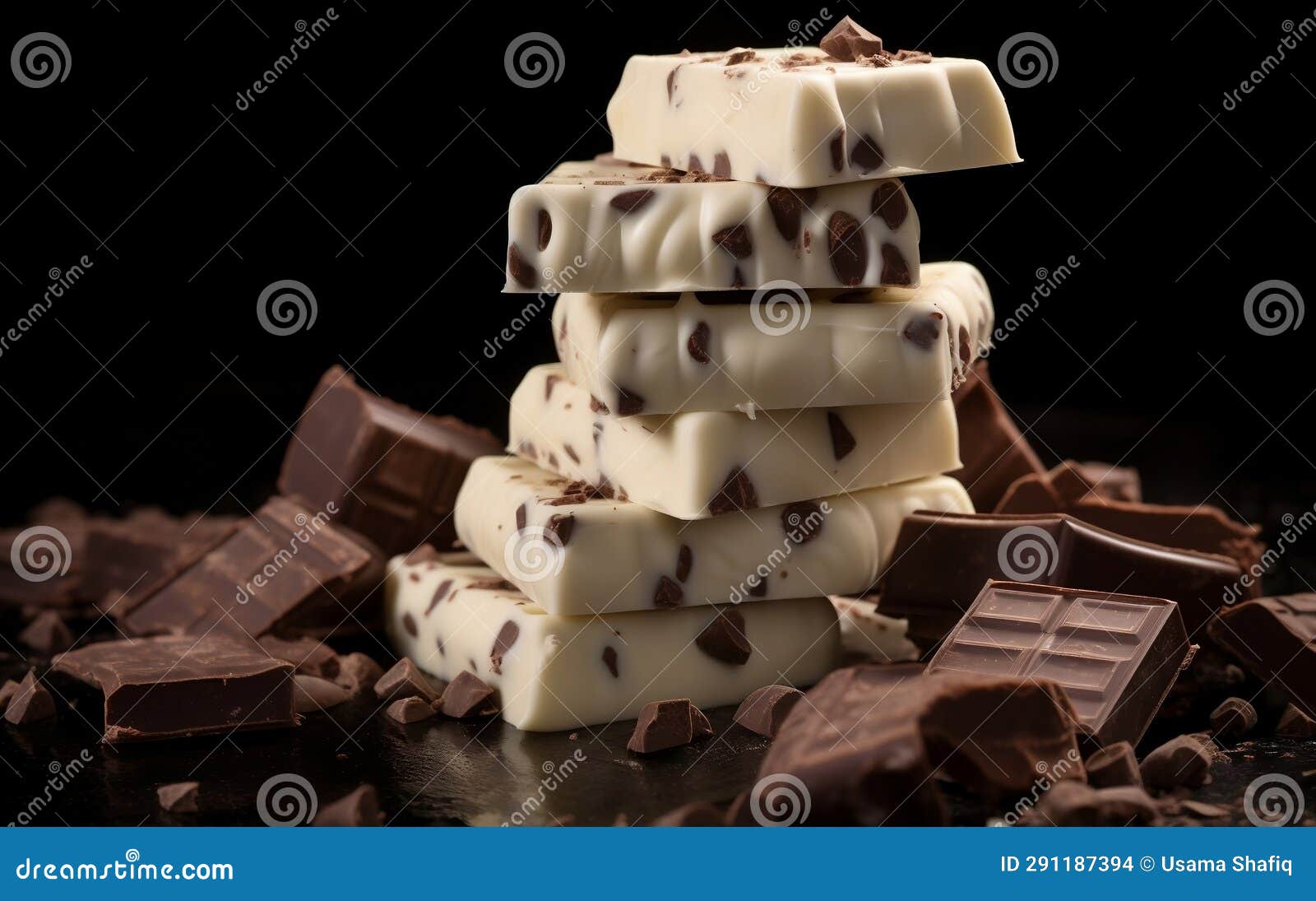 A Pile of White Chocolate Bricks with Melting Texture.ai Stock Photo ...