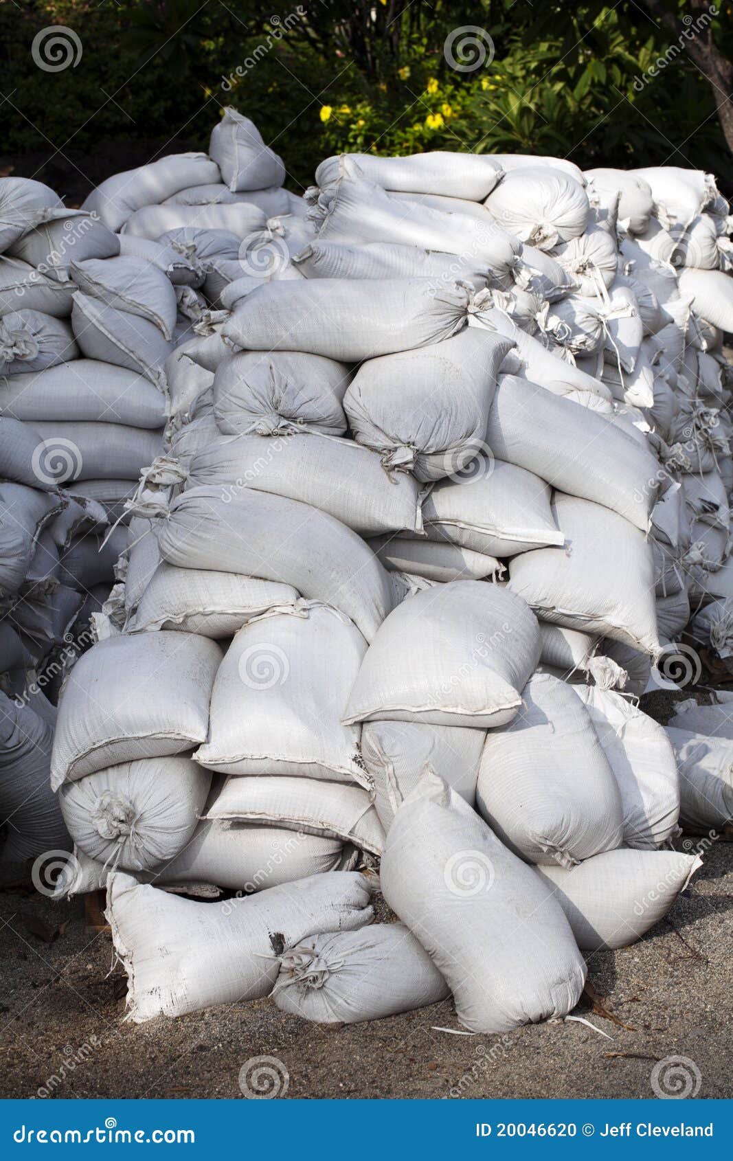 Pile of White Cloth Sand Bags Waiting Stock Photo - Image of ...