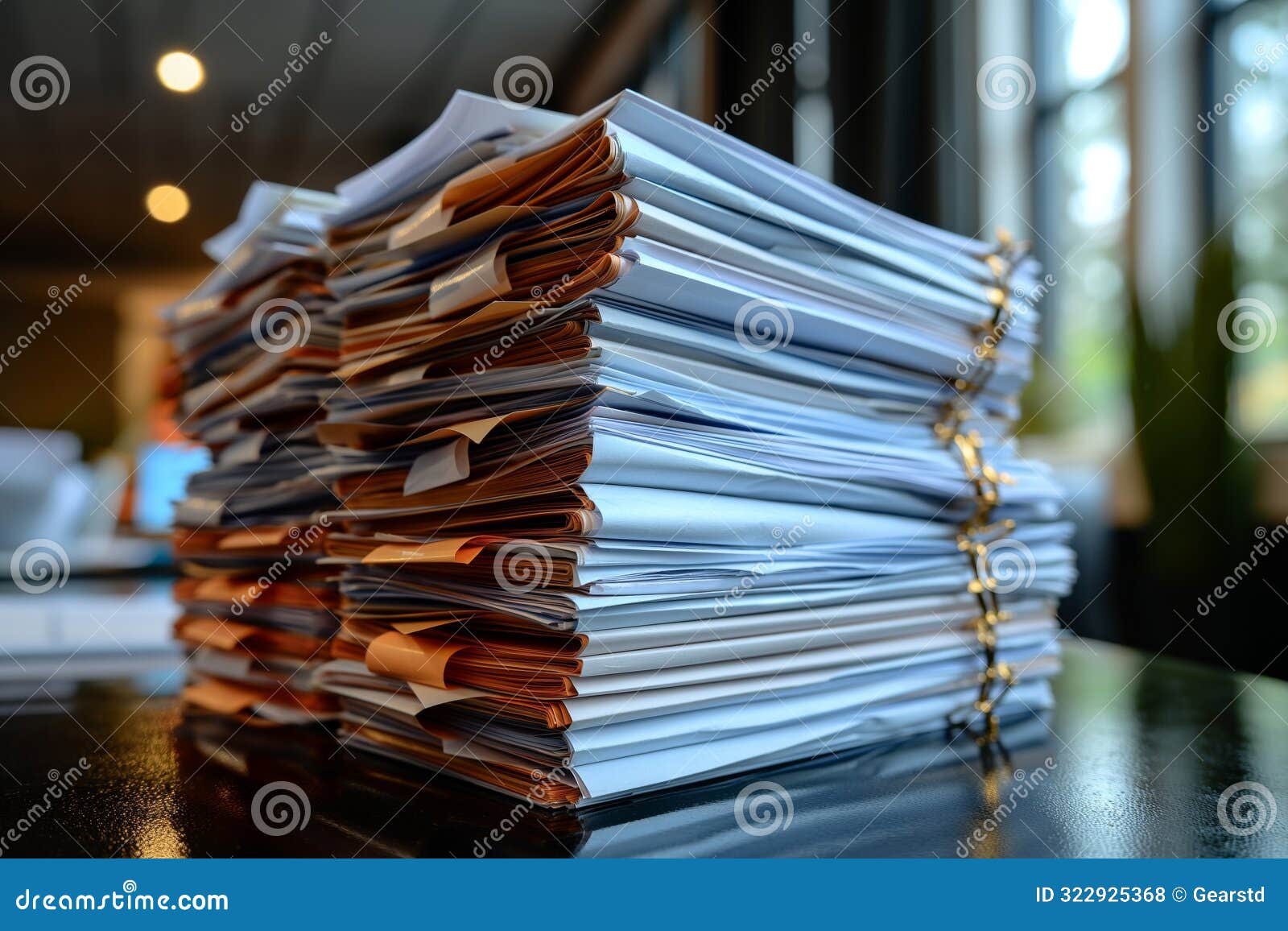 Pile of White Documents Bound by Clips Stock Photo - Image of documents, stack: 322925368