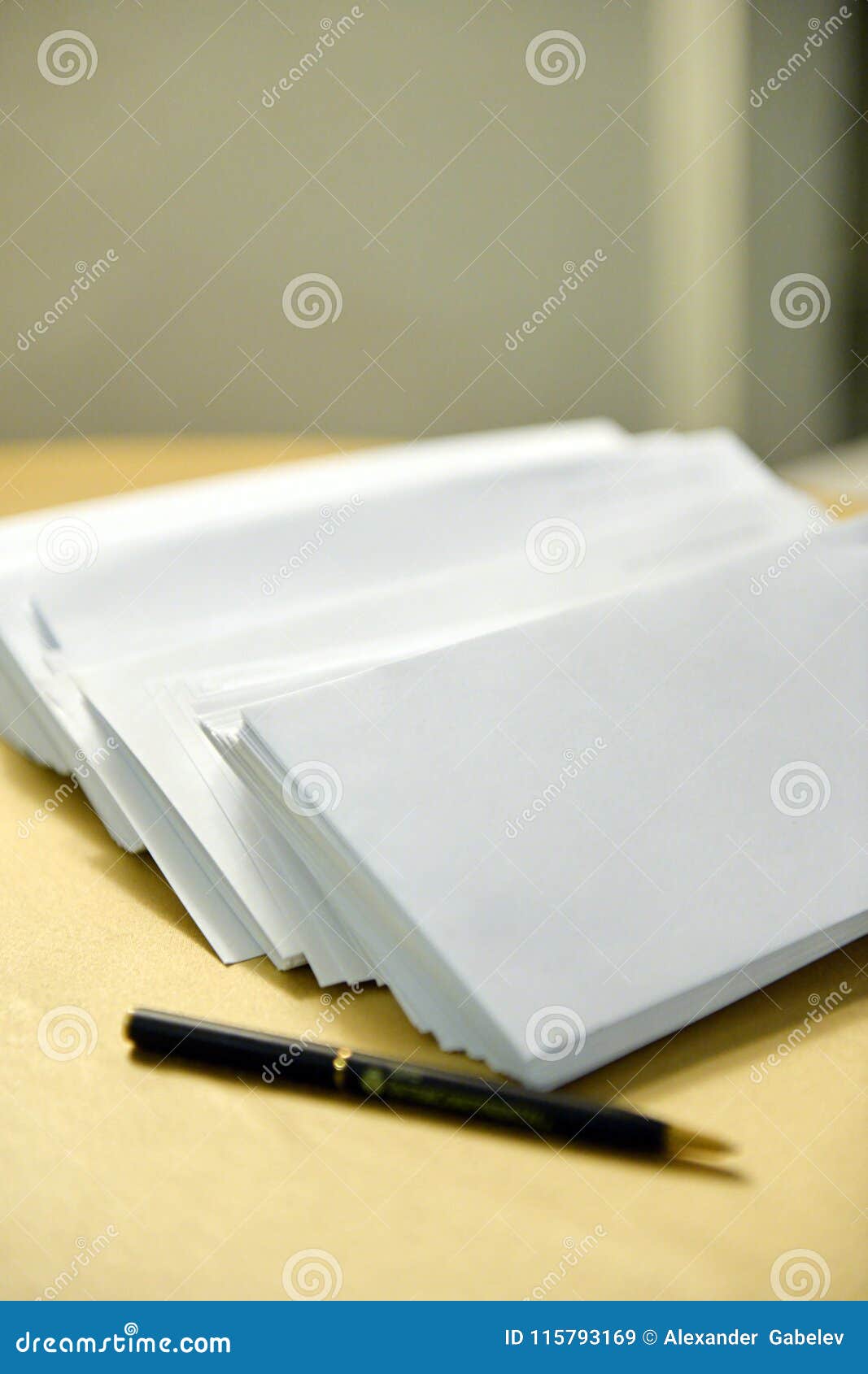 Envelopes with the Handle on a Table Stock Image - Image of invitation ...