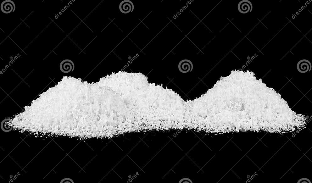 Pile Of White Fluffy Snow Isolated On Black Background Christmas Night Stock Image Image Of
