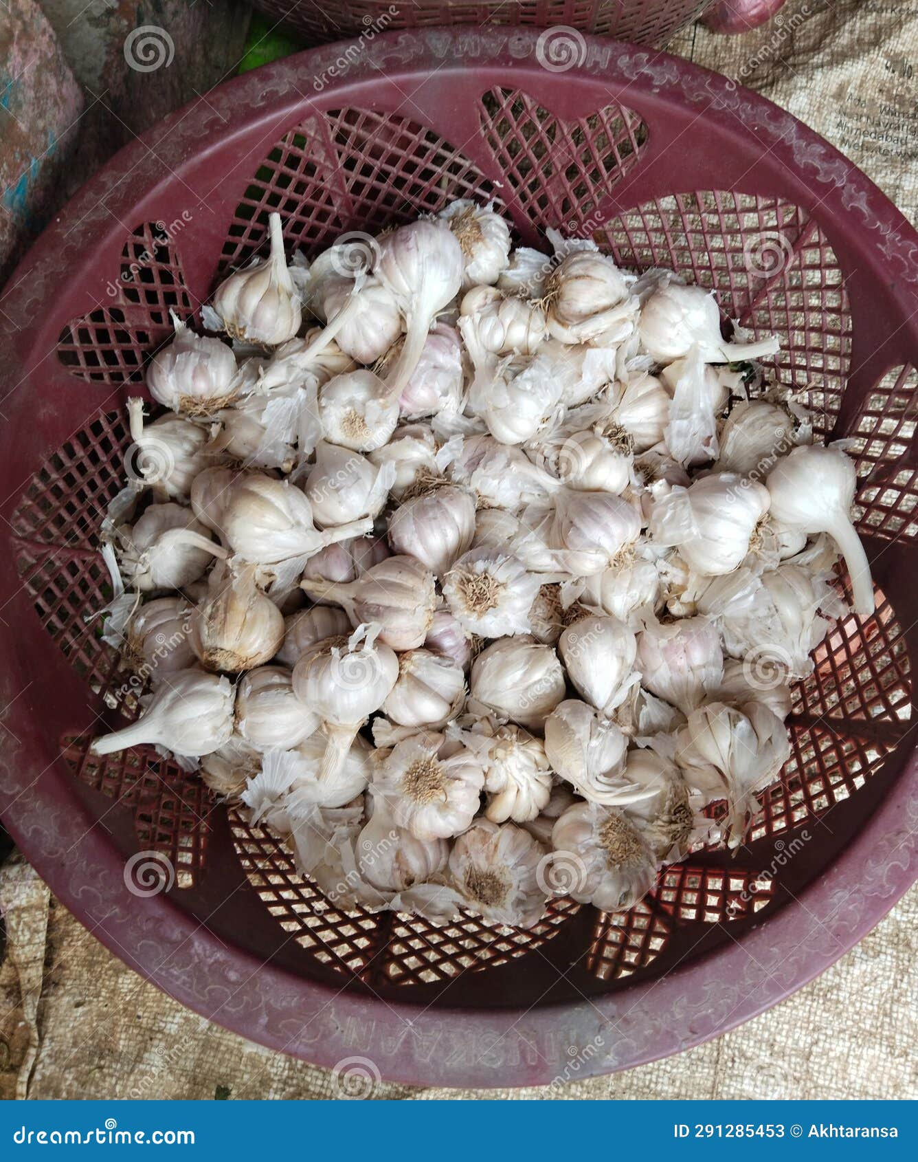 Pile of White Garlic in Plastic Box Stock Image - Image of nature, bulb ...