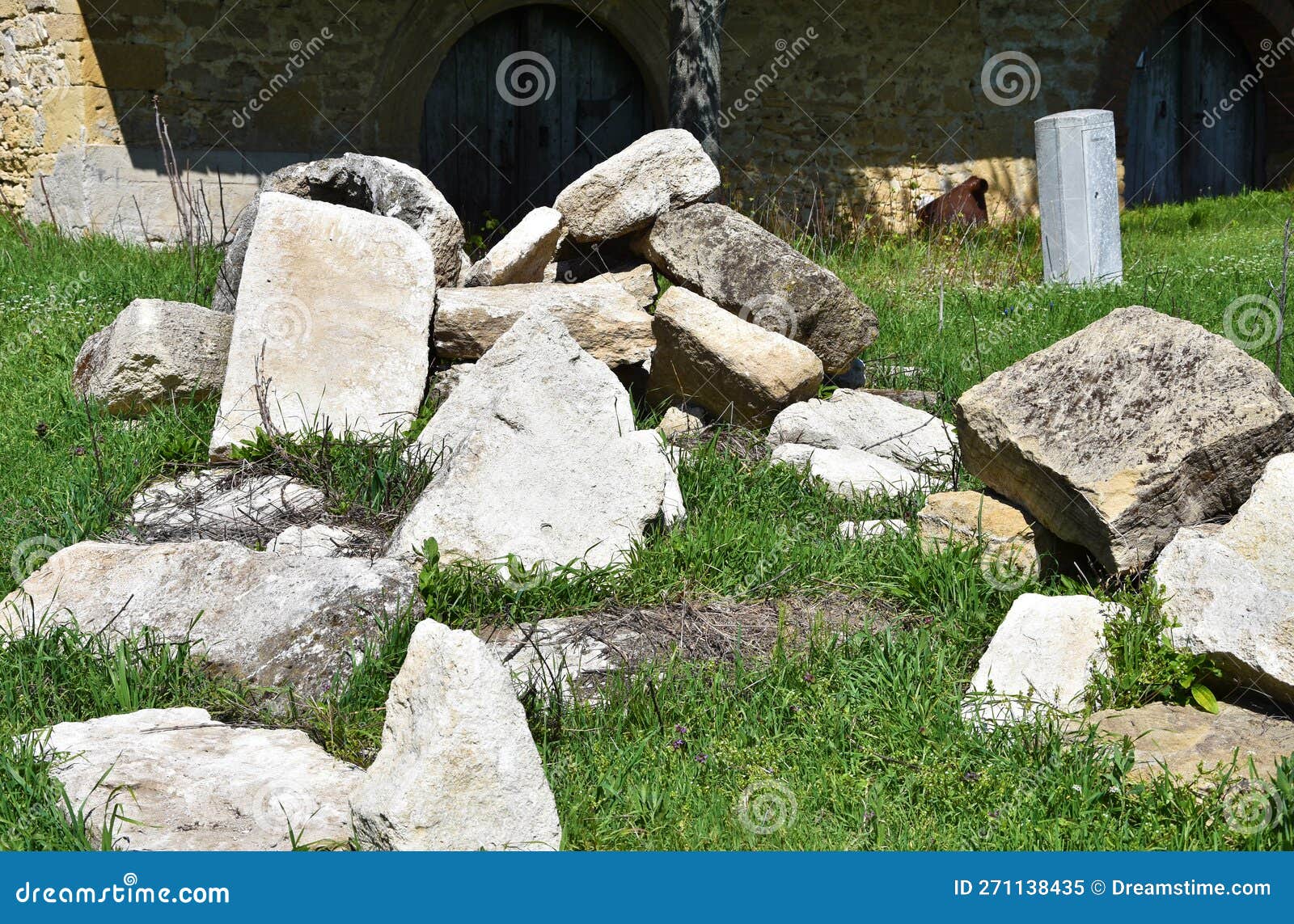 Pile of white lime stone stock image. Image of building - 271138435