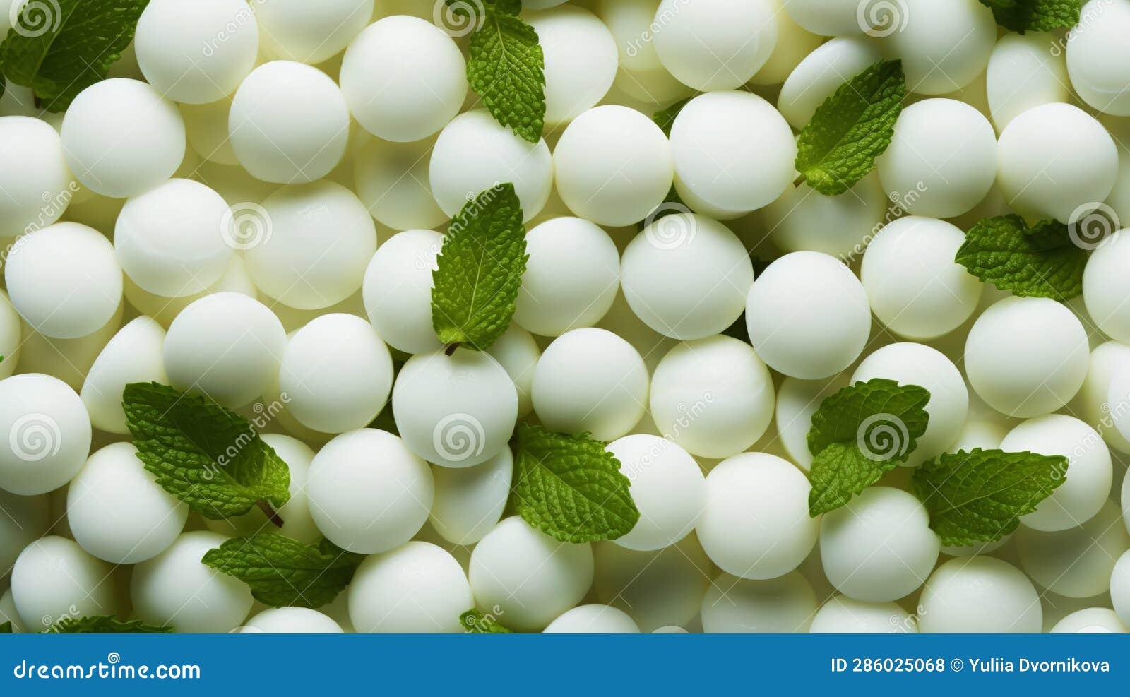 Pile of White Mints Candy with a Green Mint Leaves. Generative AI Stock ...