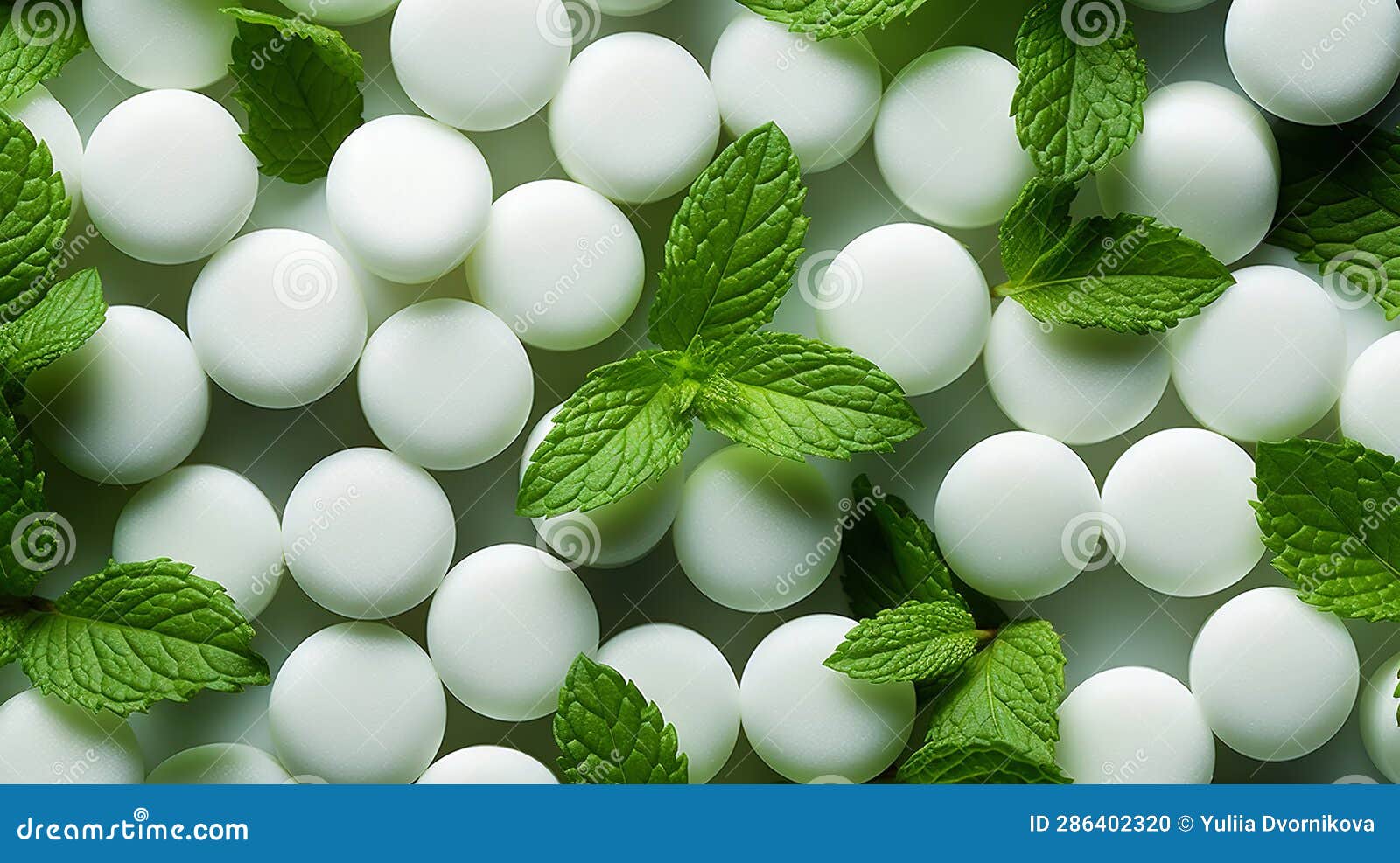 Pile of White Mints Candy with a Green Mint Leaves. Generative AI Stock ...