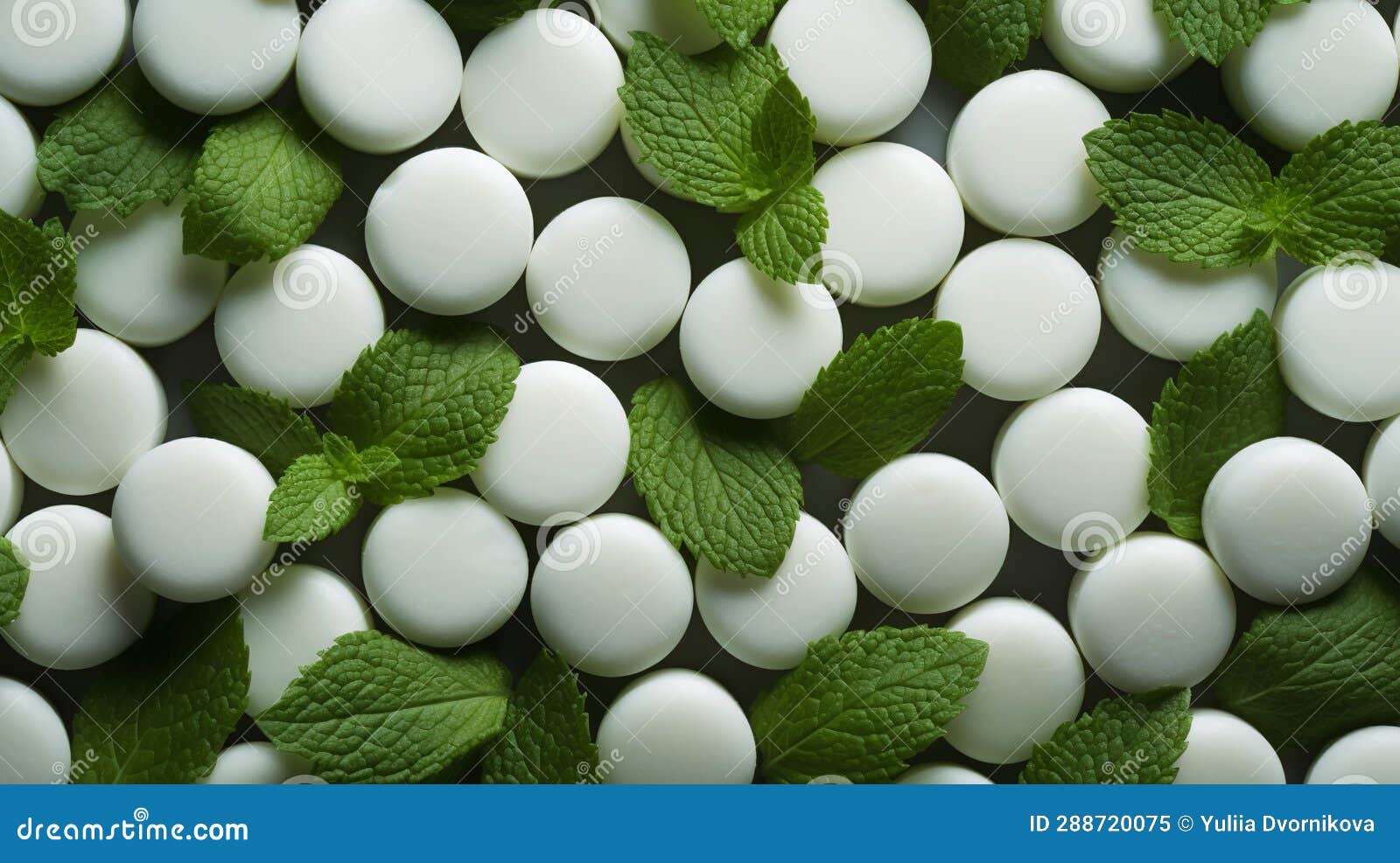 Pile of White Mints Candy with a Green Mint Leaves. Generative AI Stock ...