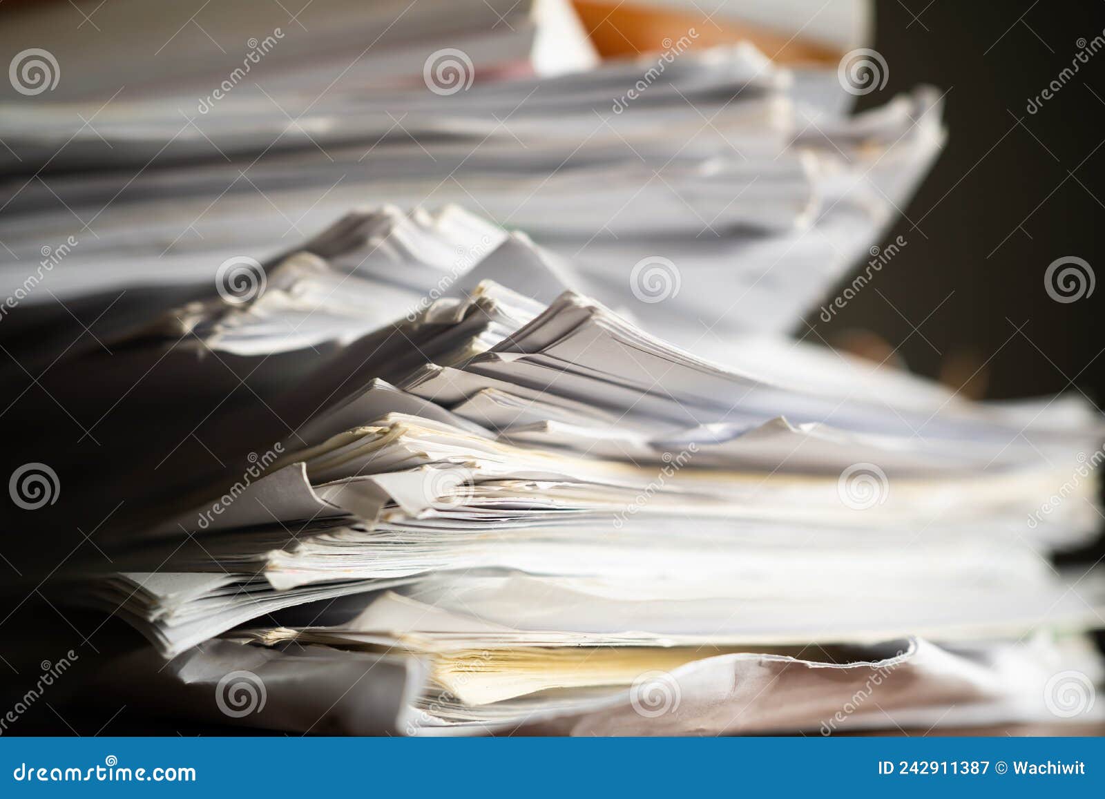 A pile of white paper stock image. Image of library - 242911387