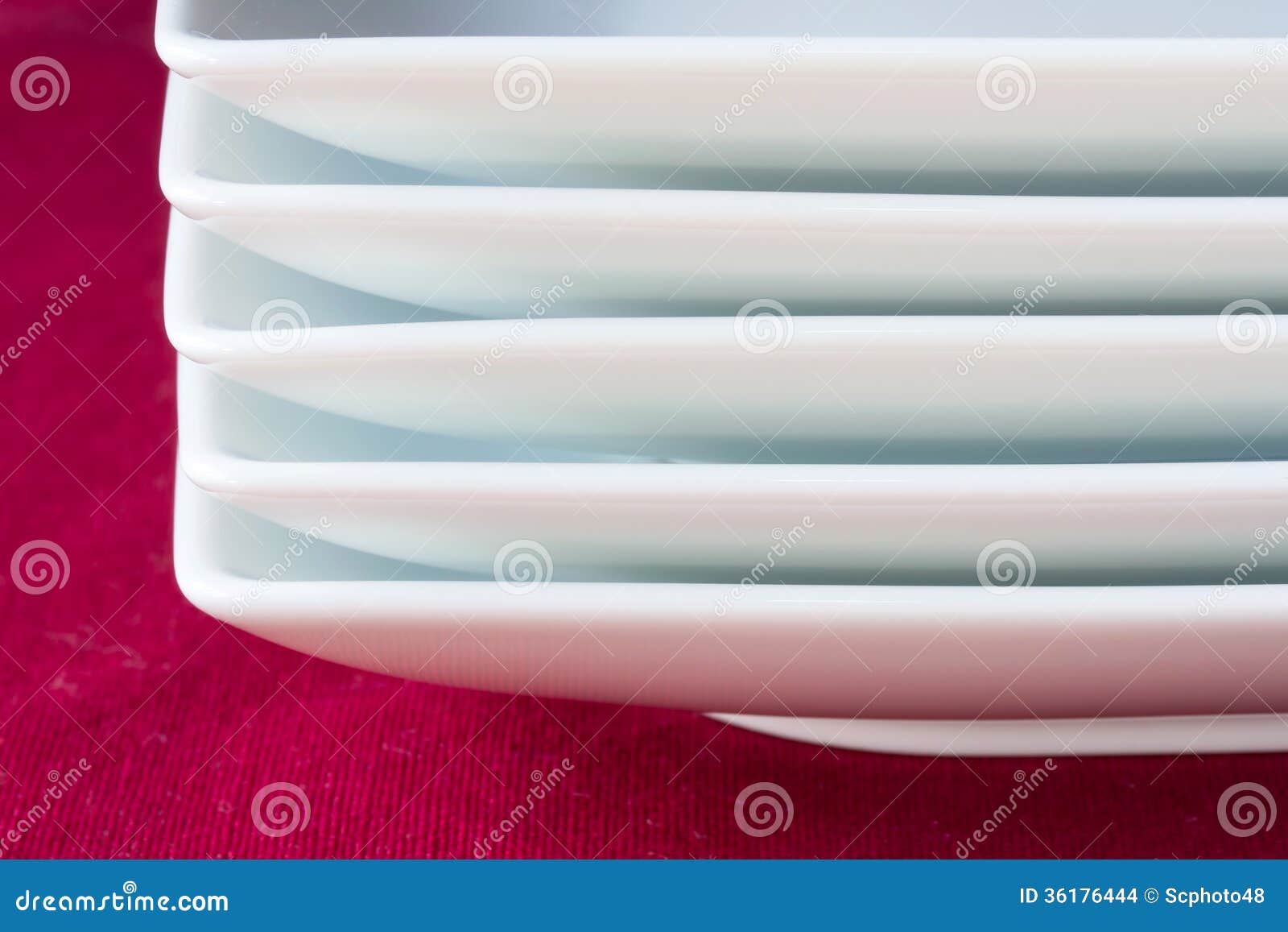 Pile of White Plates on Red Stock Photo - Image of empty, restaurant ...