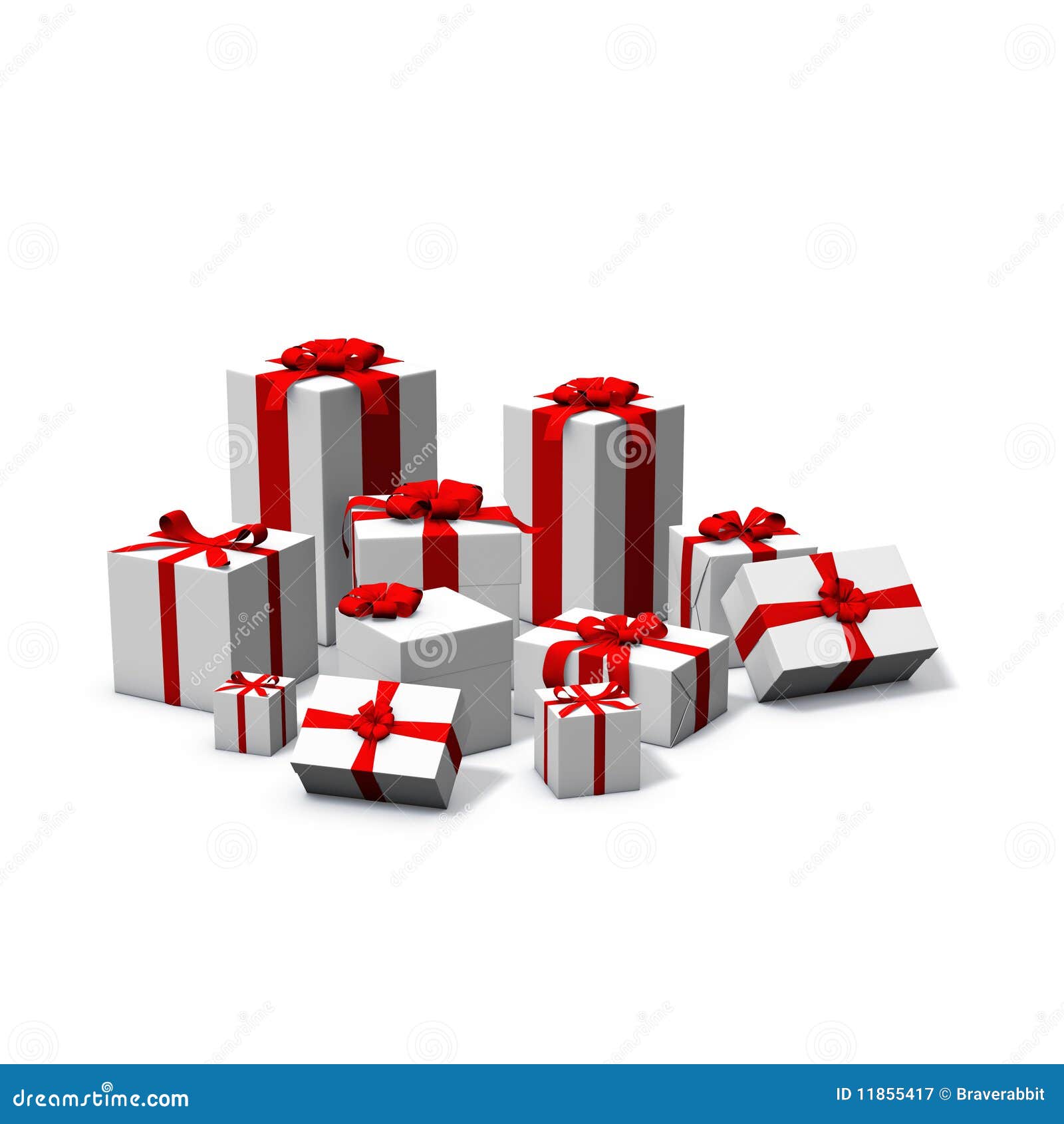 Pile of White and Red Presents Stock Illustration - Illustration of ...