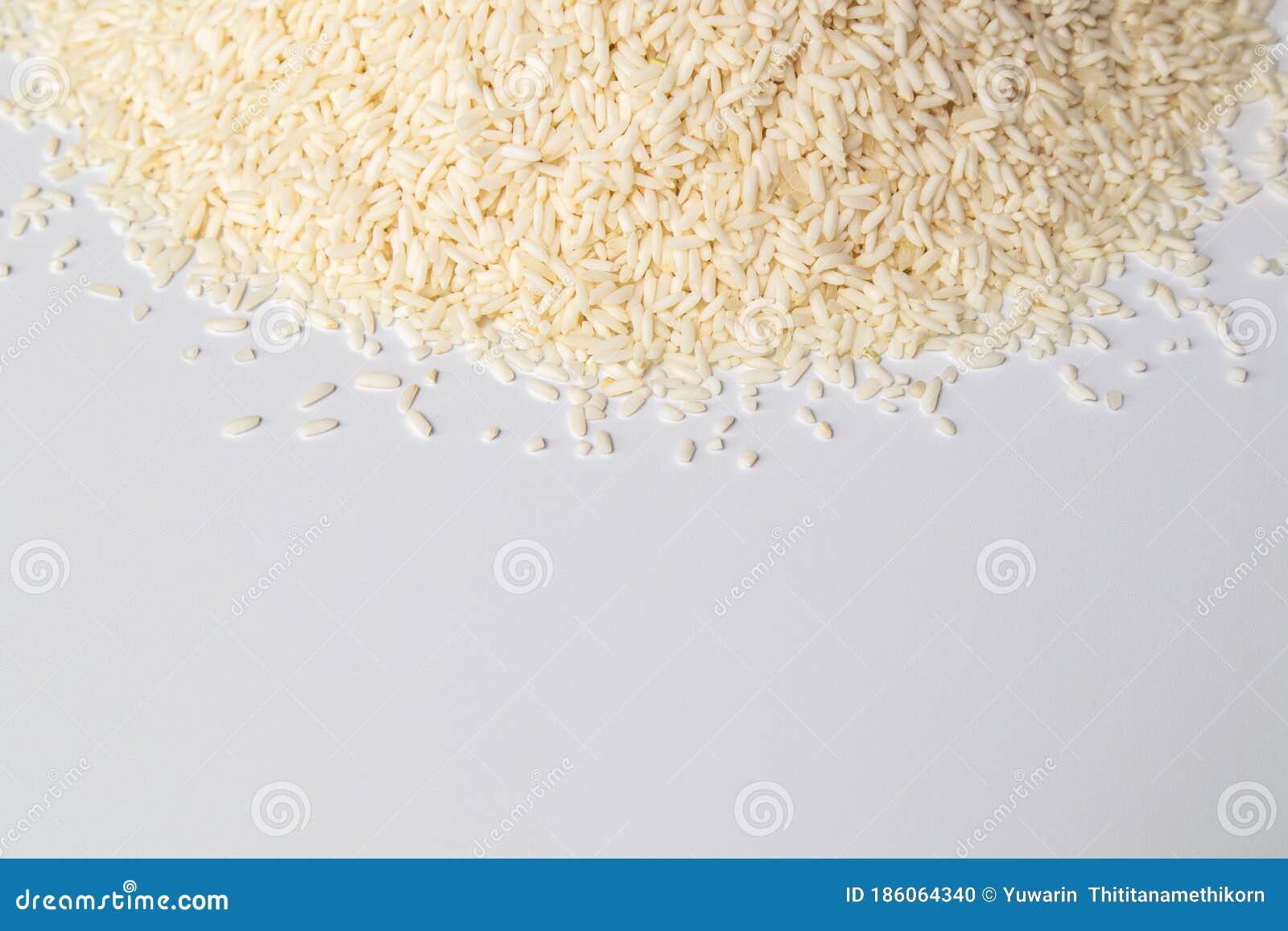 Pile of White Rice on White Background. Stock Photo - Image of bowl ...