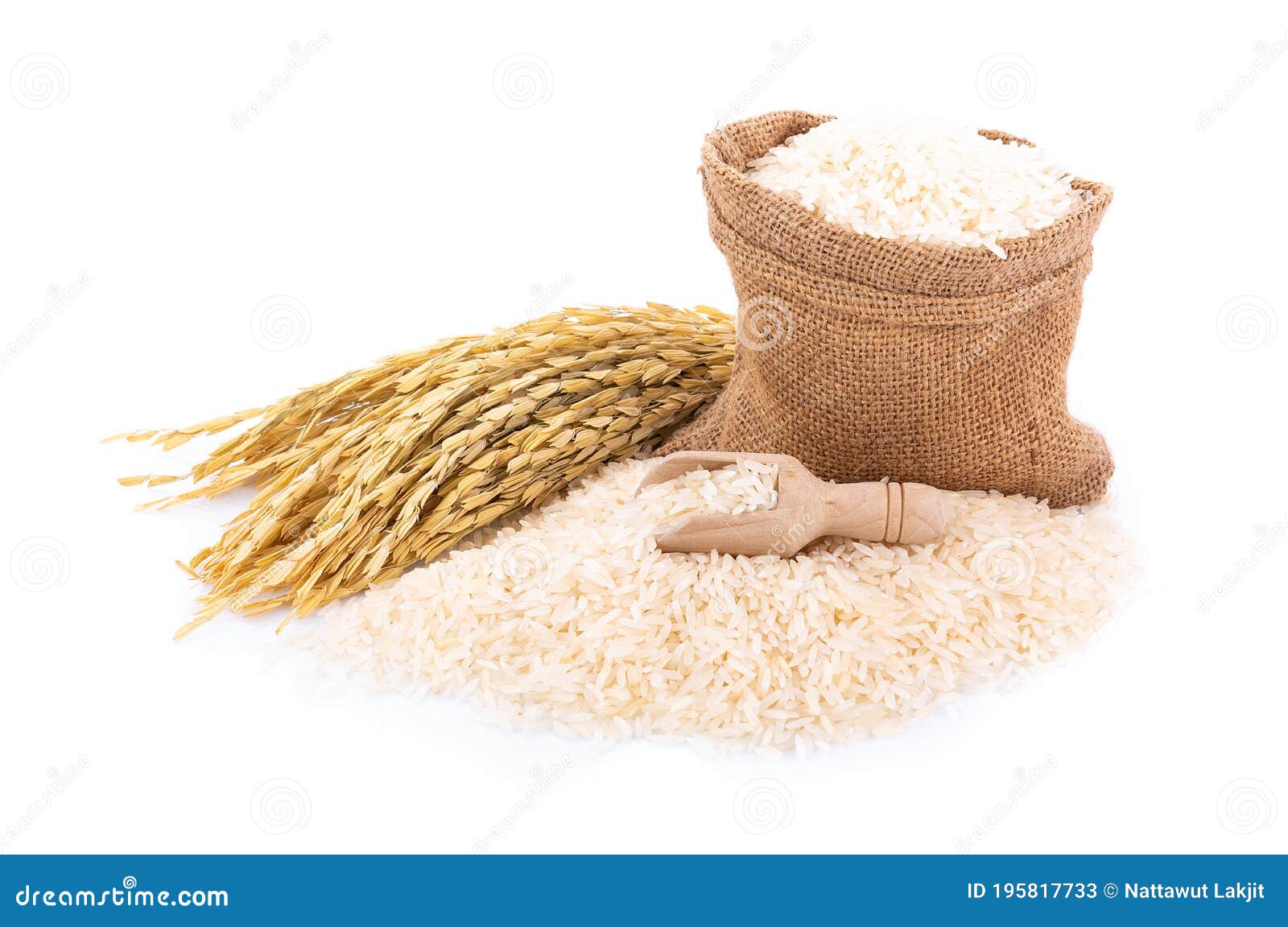 Pile of White Rice on White Background Stock Image - Image of glutinous ...