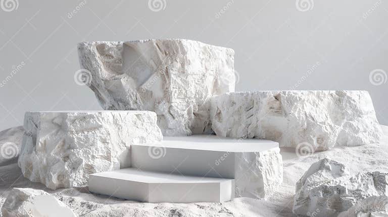 A Pile of White Rocks on a White Platform. Ideal for Architectural or ...