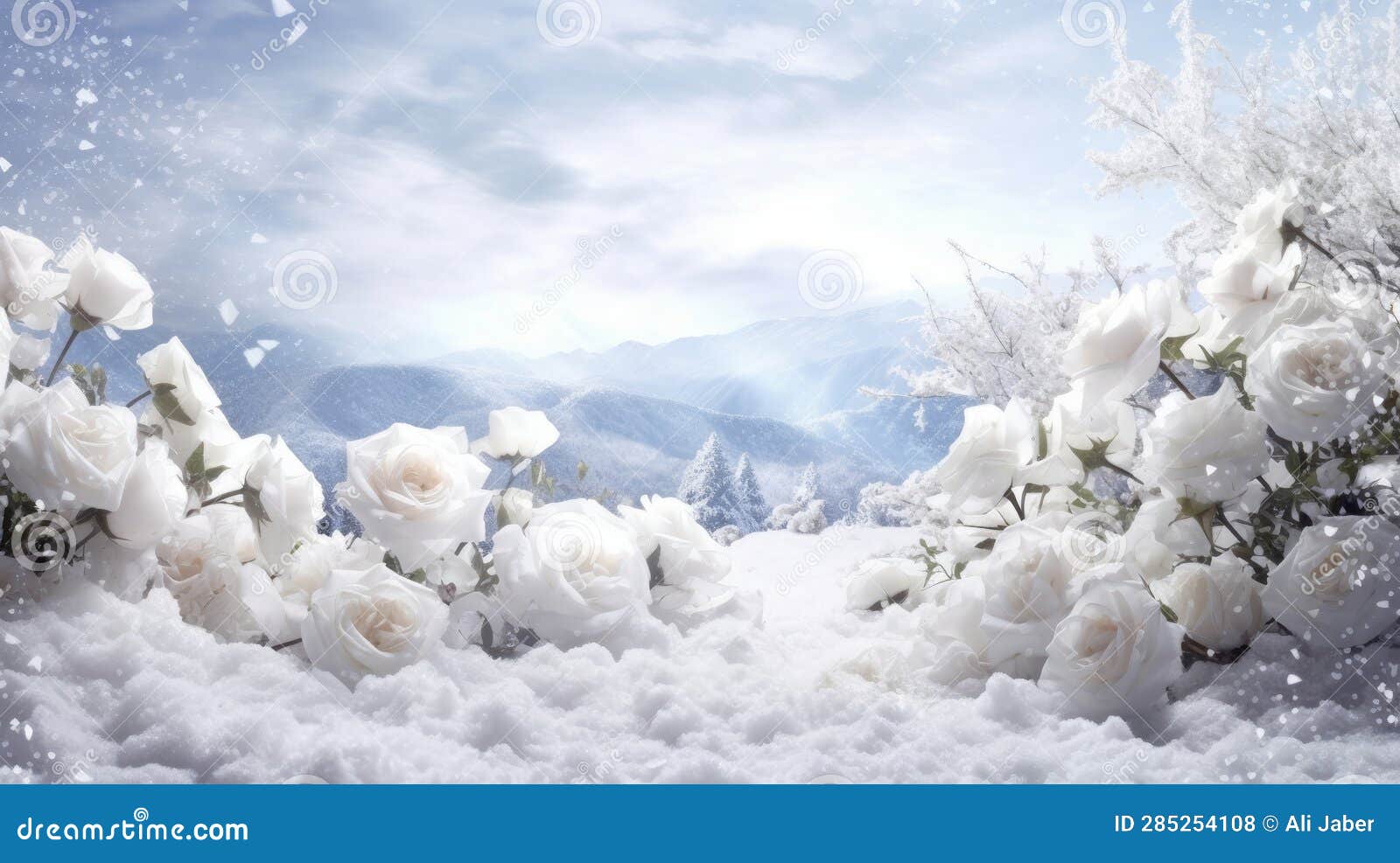 Pile of White Roses in Snow Stock Illustration - Illustration of ...