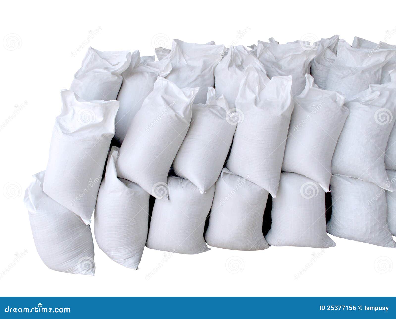 Pile of White Sacks Full with Sand and Rock Stock Photo - Image of ...