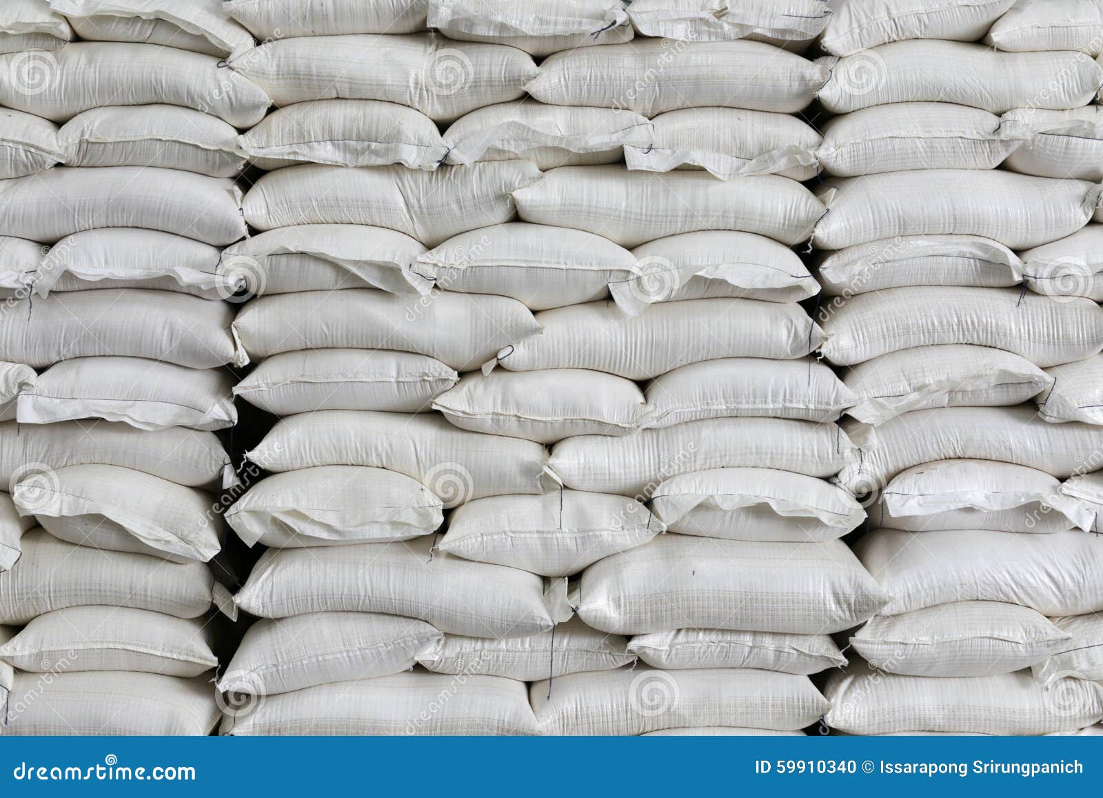 Pile of White Sacks in Warehouse Stock Photo - Image of stack, pack ...