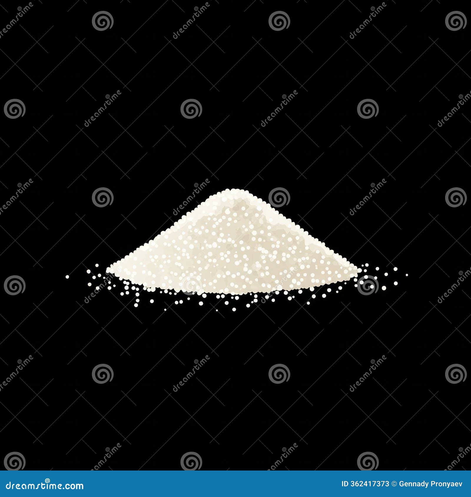 Pile of White Sugar Granules on Black Background with Scattered ...