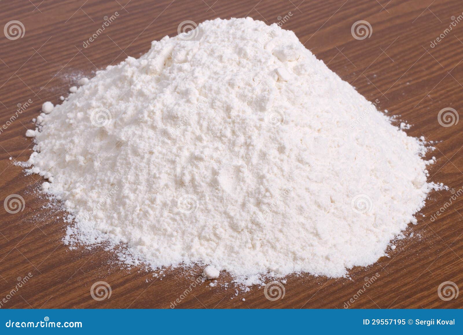 A Pile of White Wheat Flour on a Wooden Table Stock Image - Image of ...
