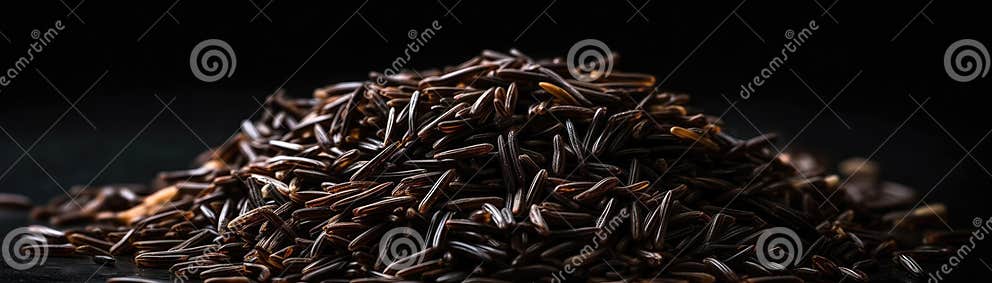 Pile of Wild Rice on a Black Background. Generative AI Stock ...