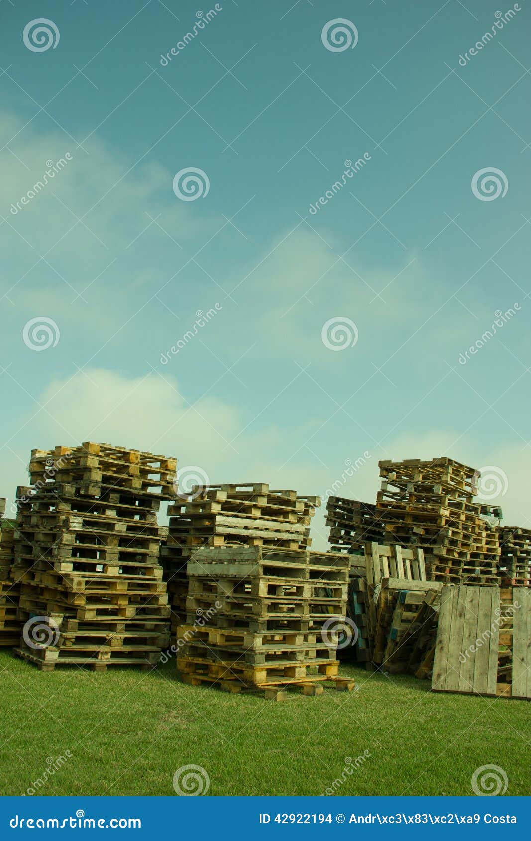 Pile of Wood Pallets stock photo. Image of tower, wood - 42922194