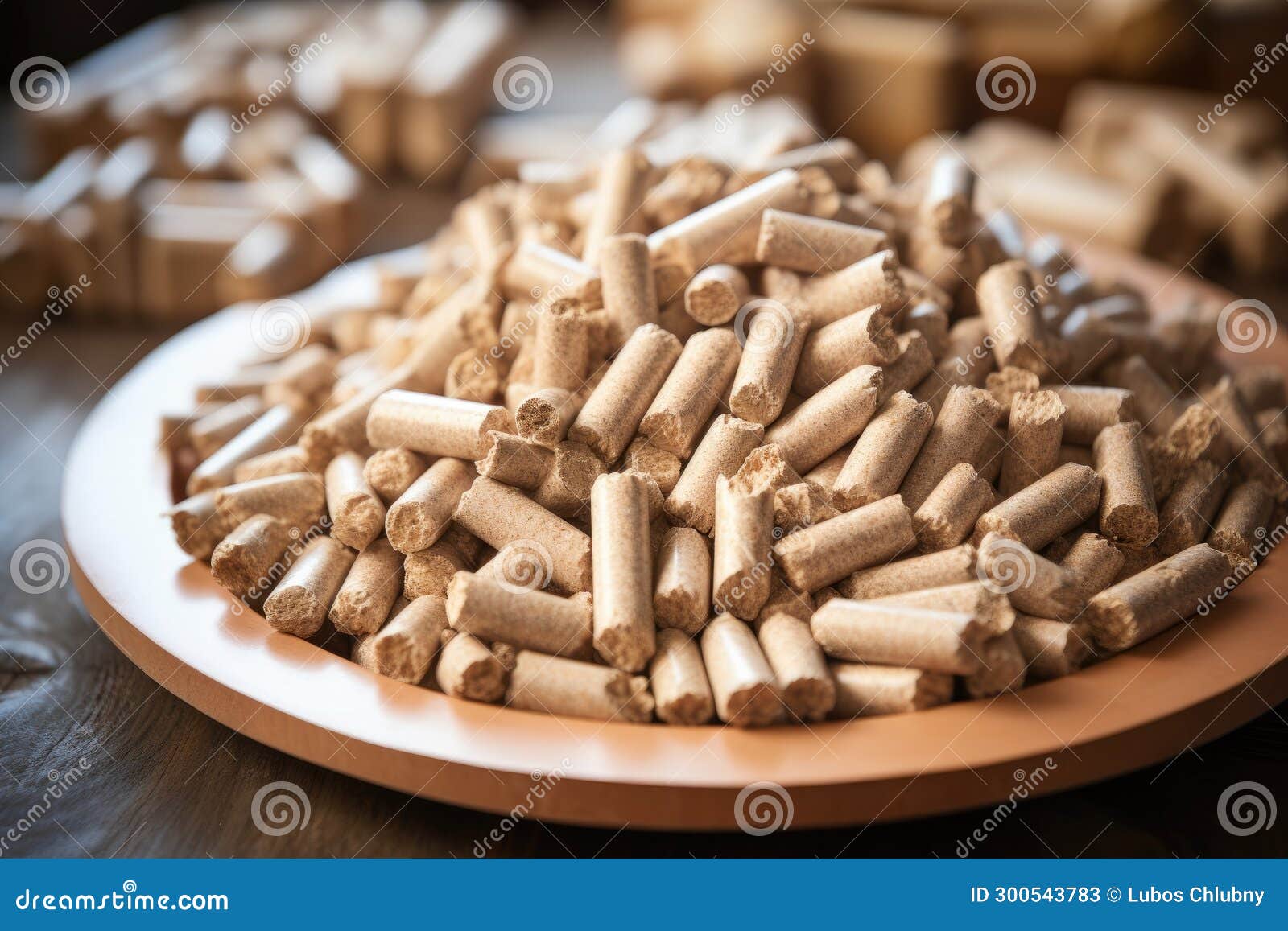 Pile of Wood Pellets on Table. Ecologic Fuel Made from Biomass Stock ...