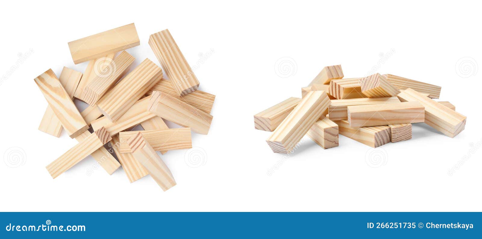 Pile of Wooden Blocks for Jenga Tower on White Background, Different ...