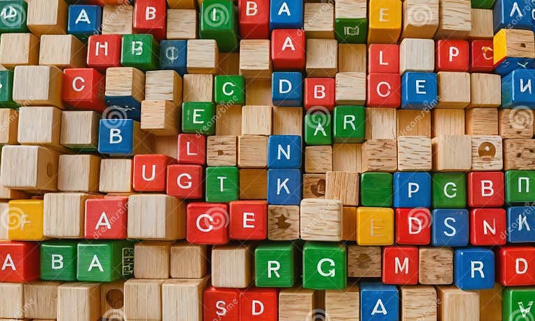 Pile Wooden Blocks with the Letters Alphabets Stock Illustration ...