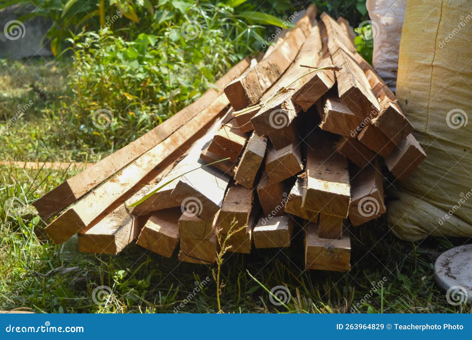 Pile of Wooden Planks at the House Yard Stock Image - Image of ...