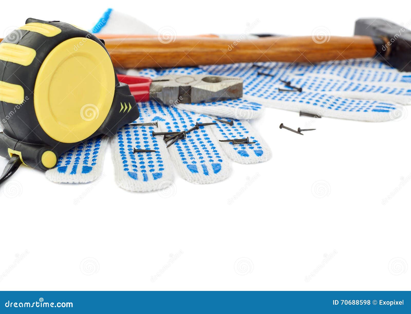 Pile of Working Tools Over Isolated White Background Stock Photo ...
