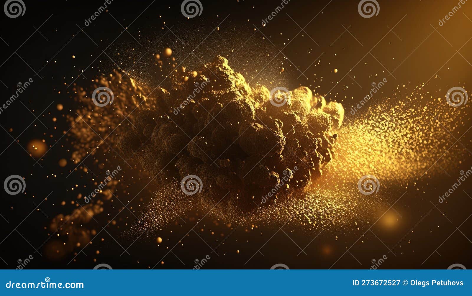 A Pile of Yellow Powder on a Black Background with a Yellow Light Stock ...
