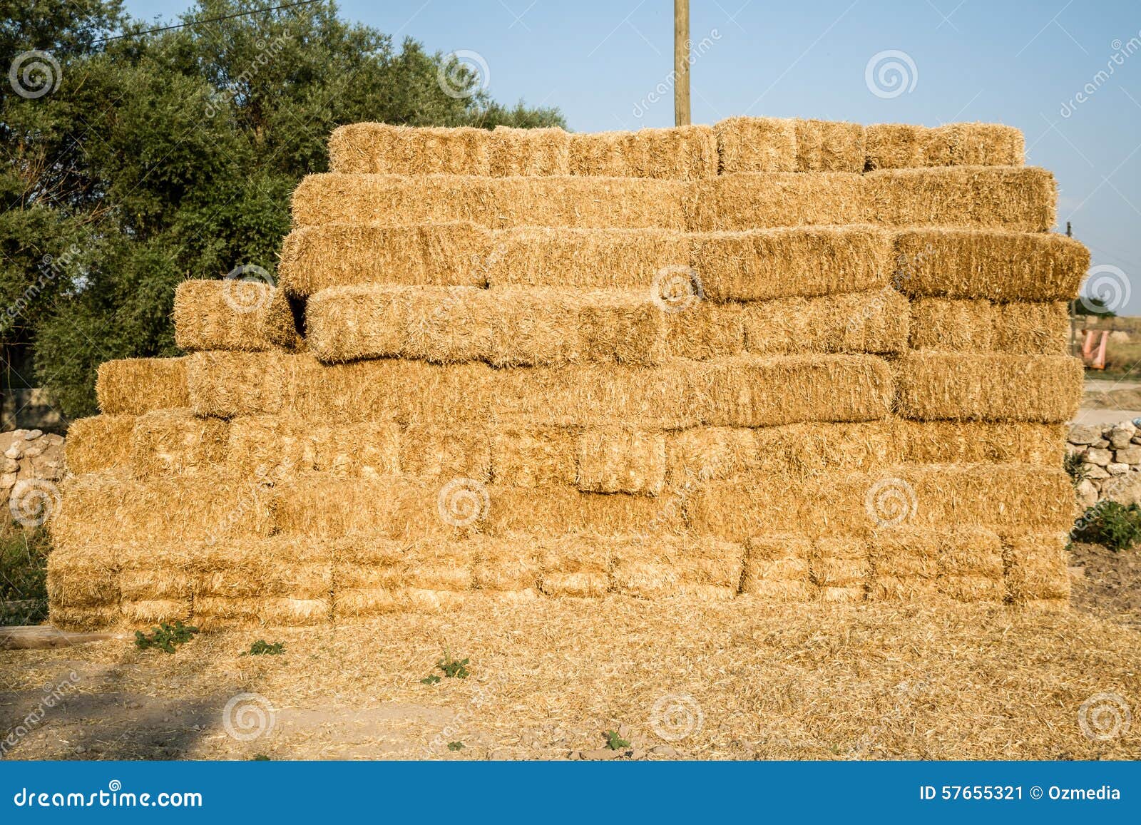 Pile of Yellow Straw Bales stock image. Image of backdrop - 57655321
