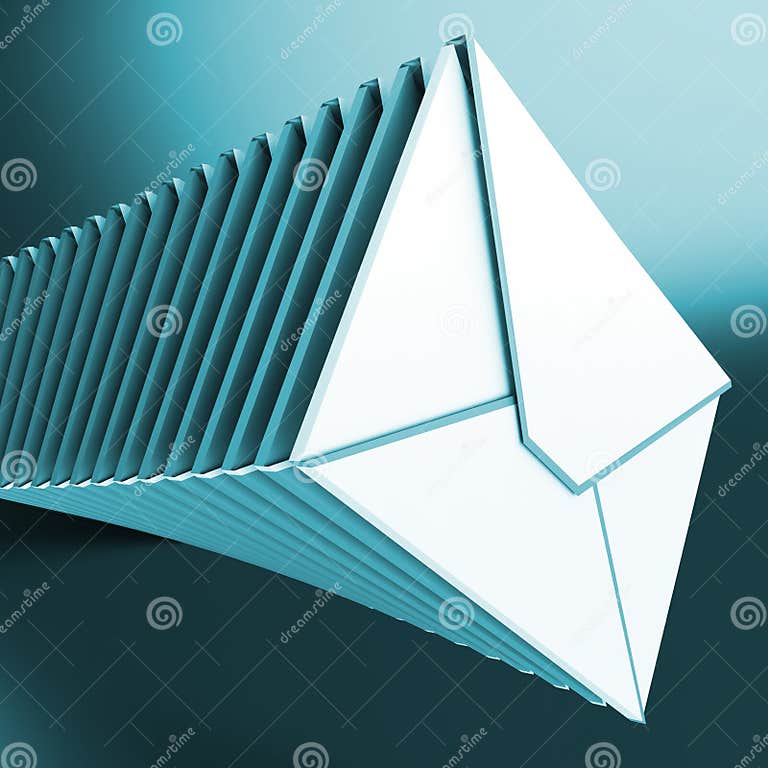 Piled Envelopes Shows Inbox Messages on Computer Stock Illustration ...