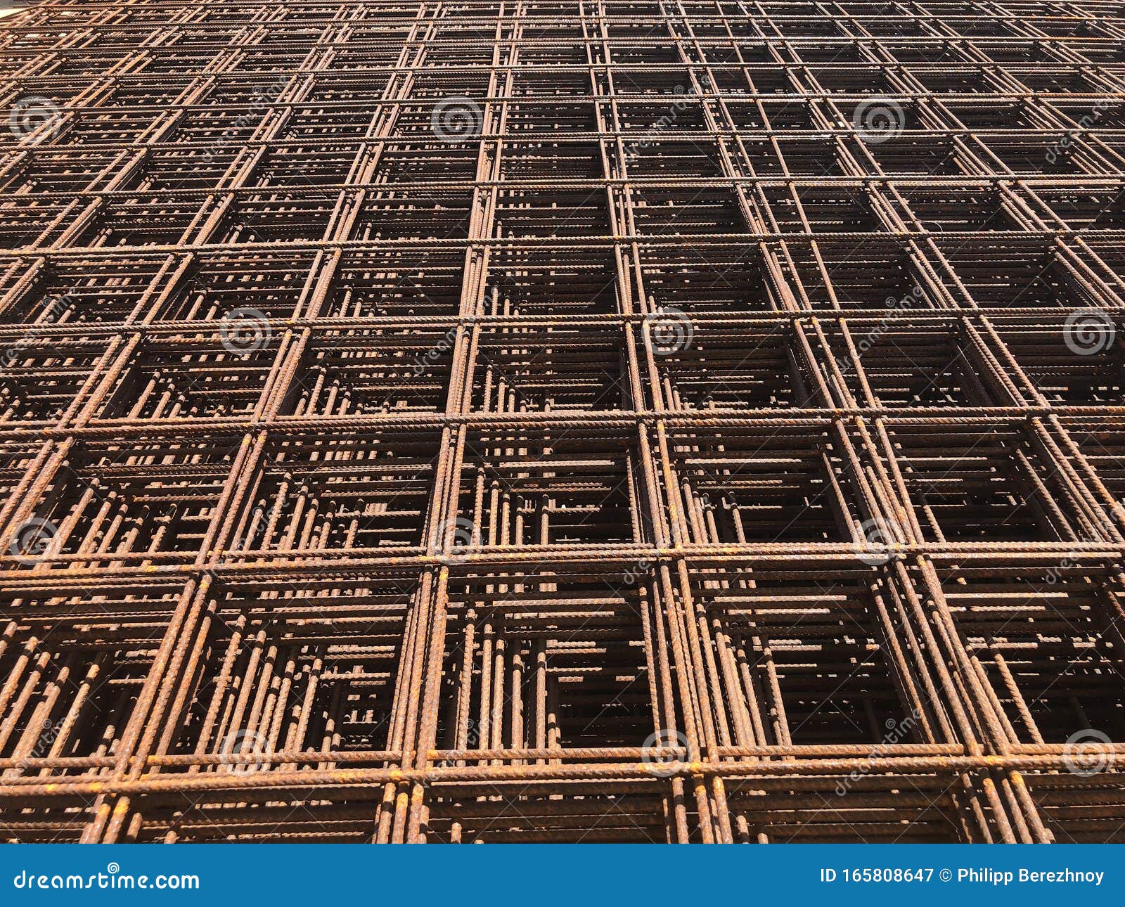 Piled Iron Reinforcement Workpieces. Metal Mesh for Reinforcement Stock ...