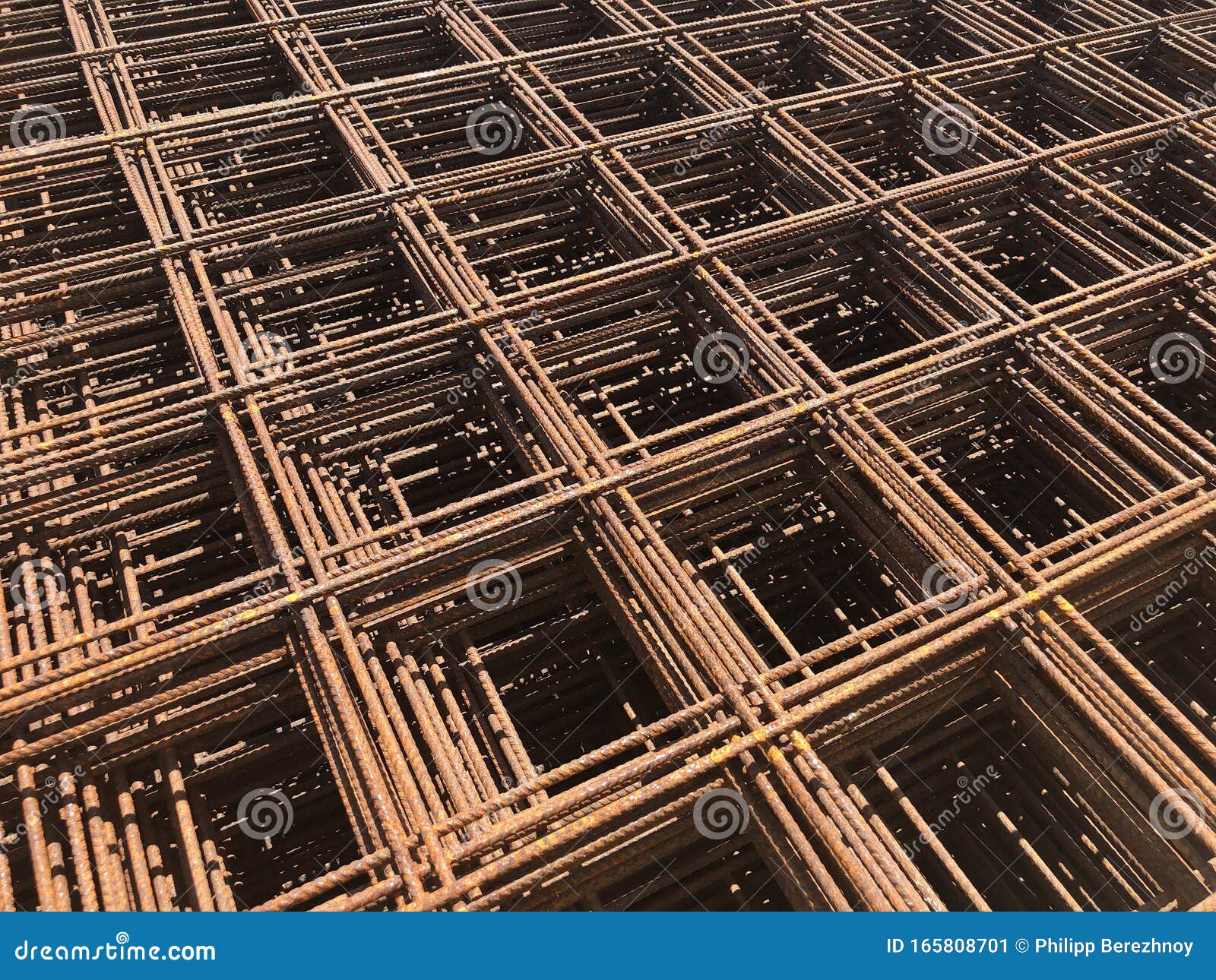 Piled Iron Reinforcement Workpieces. Metal Mesh for Reinforcement Stock ...